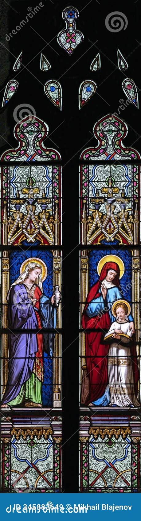 Stained-glass window 165 stock image. Image of nice - 345883649