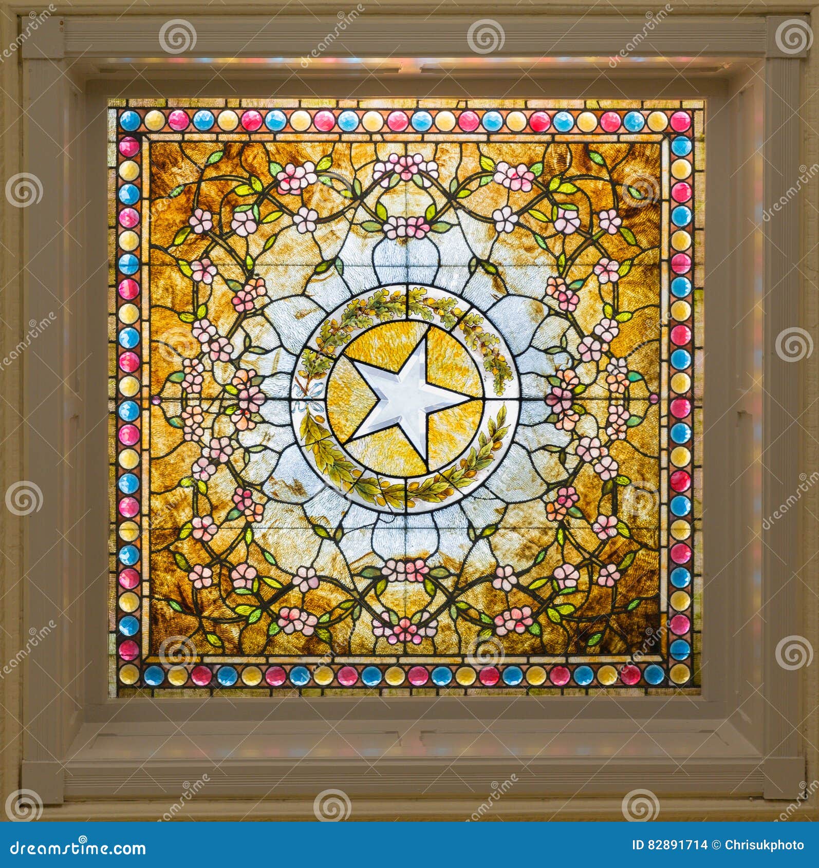 Stained Glass Window with the Star of Texas in Austin Stock Photo ...