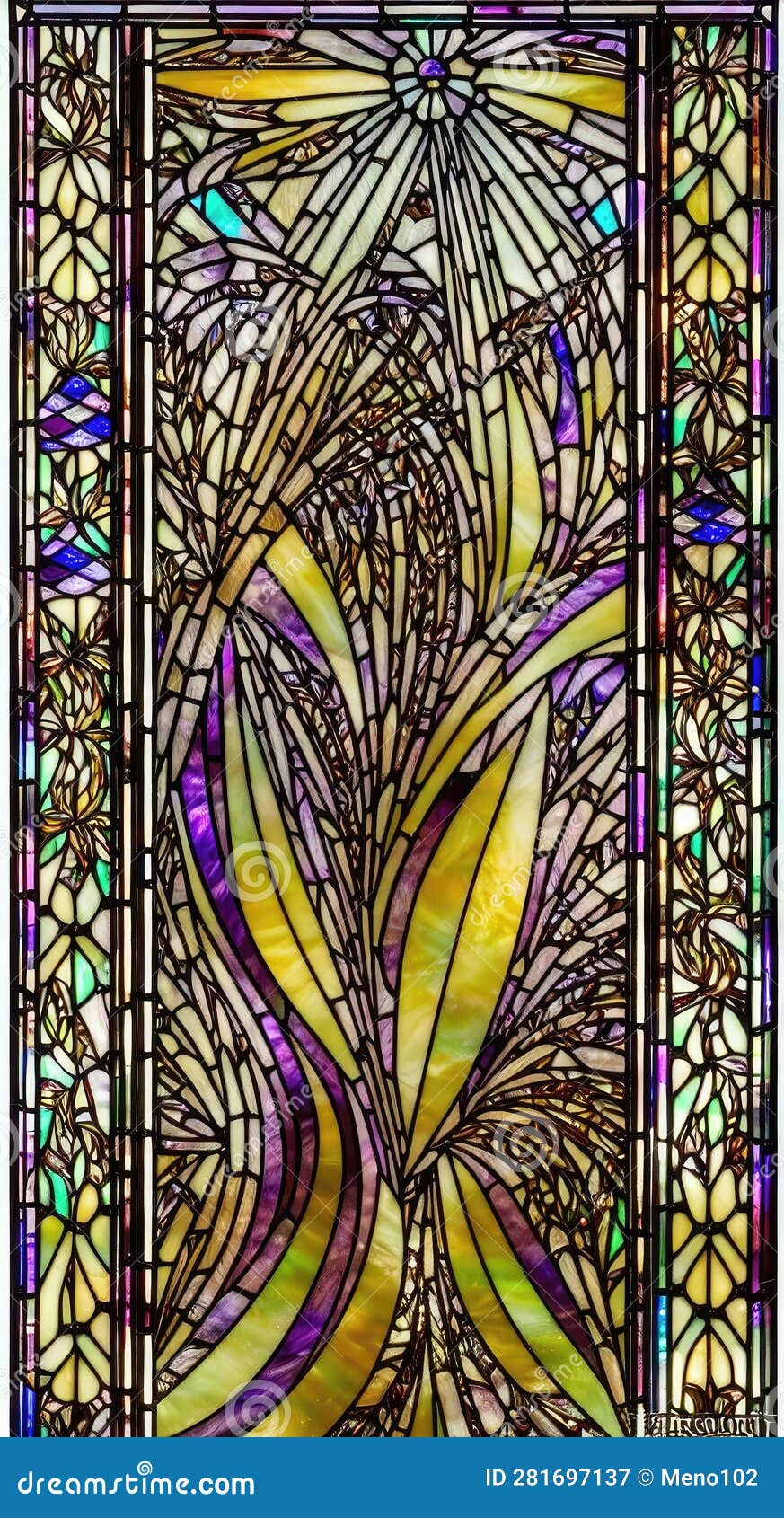 A Stained Glass Window with a Stylized Design Stock Illustration ...
