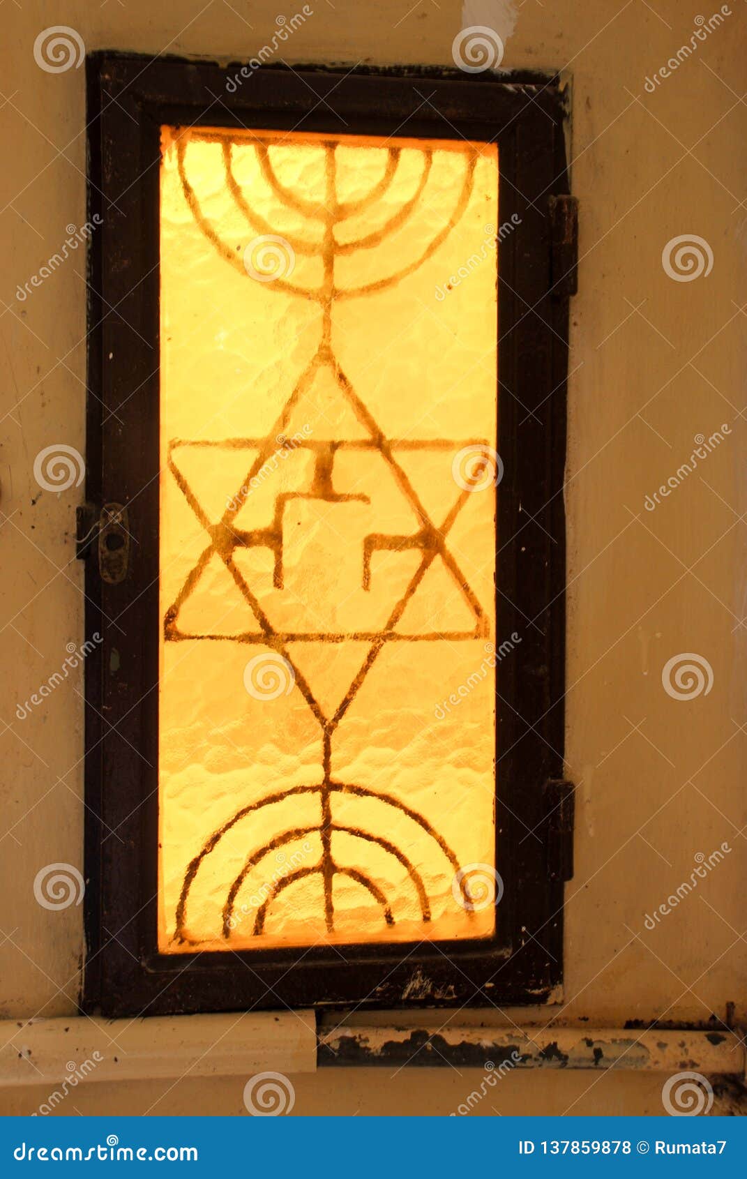 Stained Glass Window in of Synagogue in Hebron Stock Photo - Image of ...