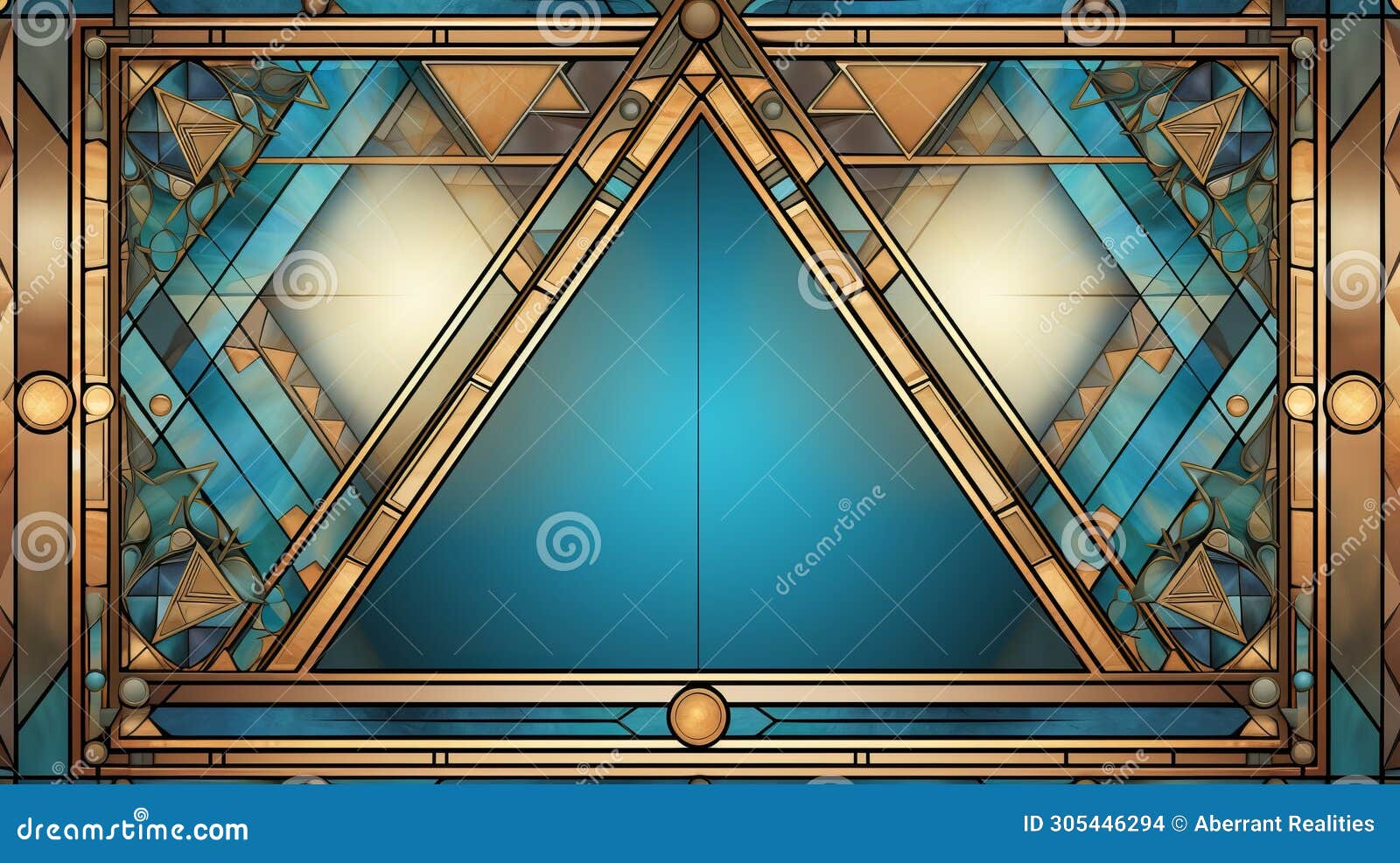 A Stained Glass Window with a Triangle in the Center Stock Illustration ...