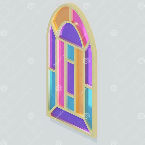 Stained Glass Window. 3d Rendering Stock Illustration - Illustration of ...