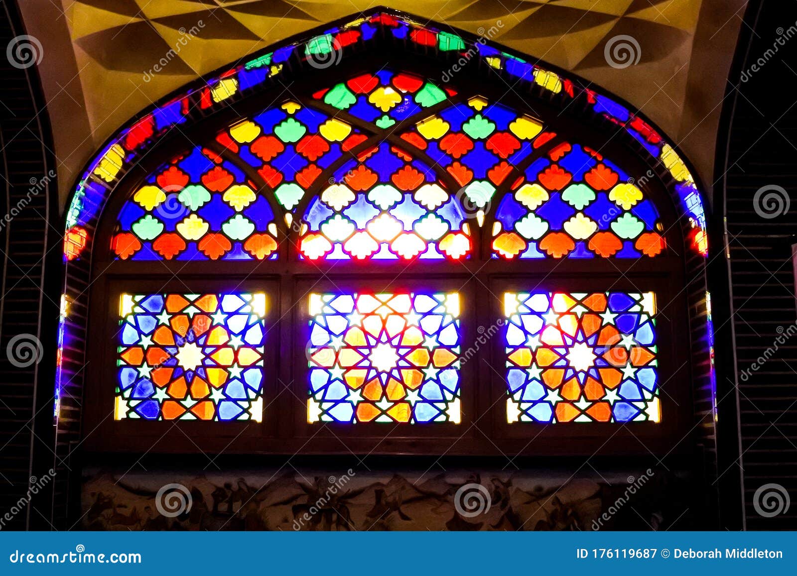 Stained Glass Windows with Star Pattern Stock Image - Image of yellow ...
