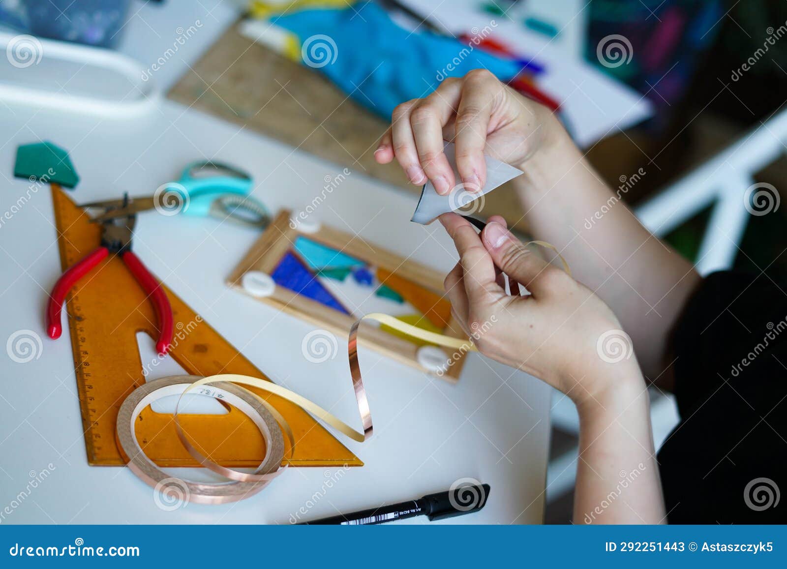 Stained Glass Workshop, Handmade Lovers Stock Image - Image of brand ...