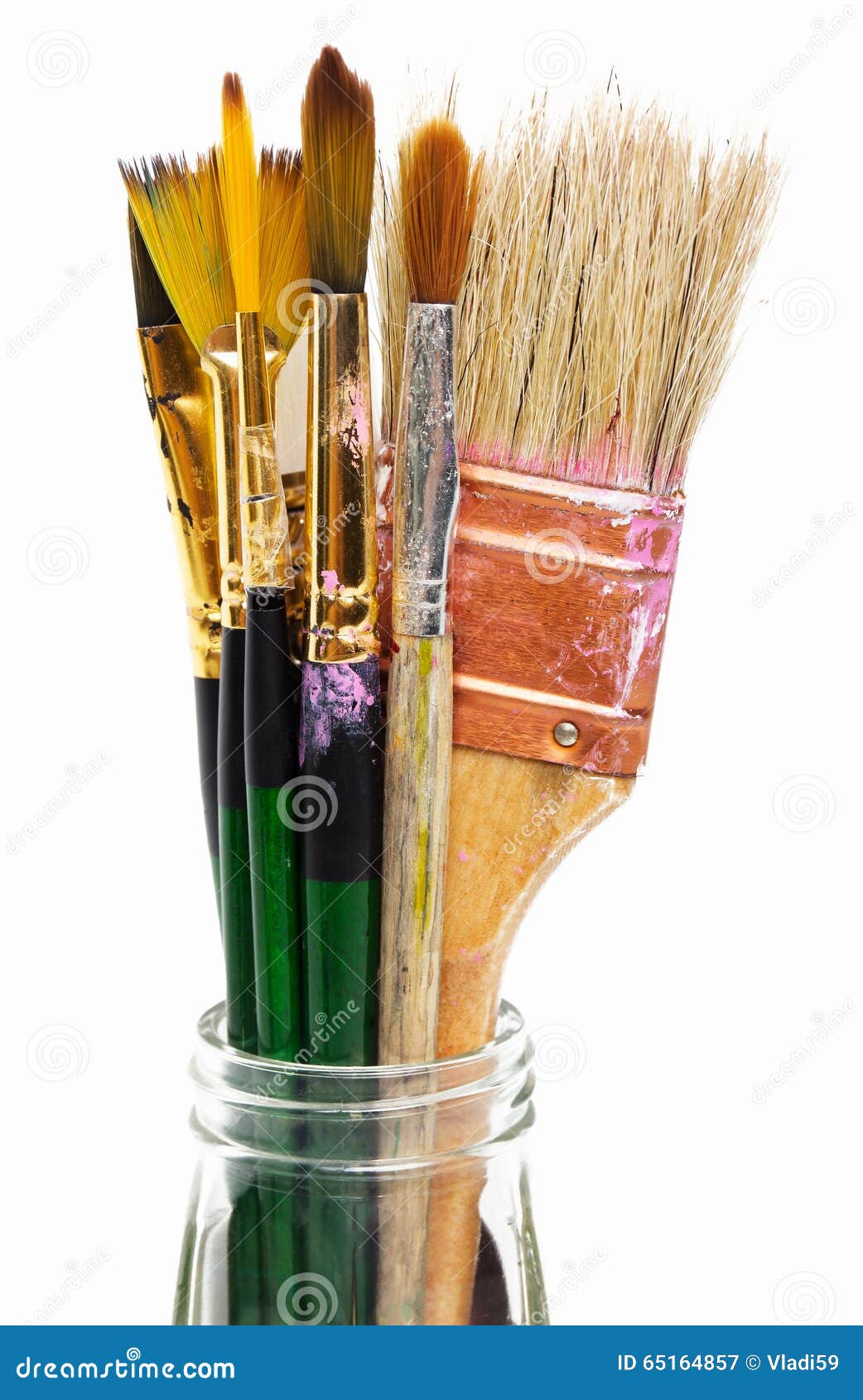 Stained paint brushes stock image. Image of pink, blue - 65164857