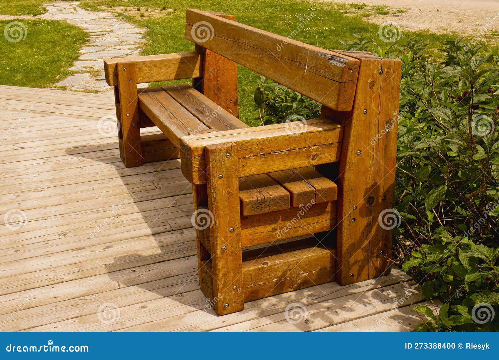 Stained Park Bench stock photo. Image of screws, timber - 273388400