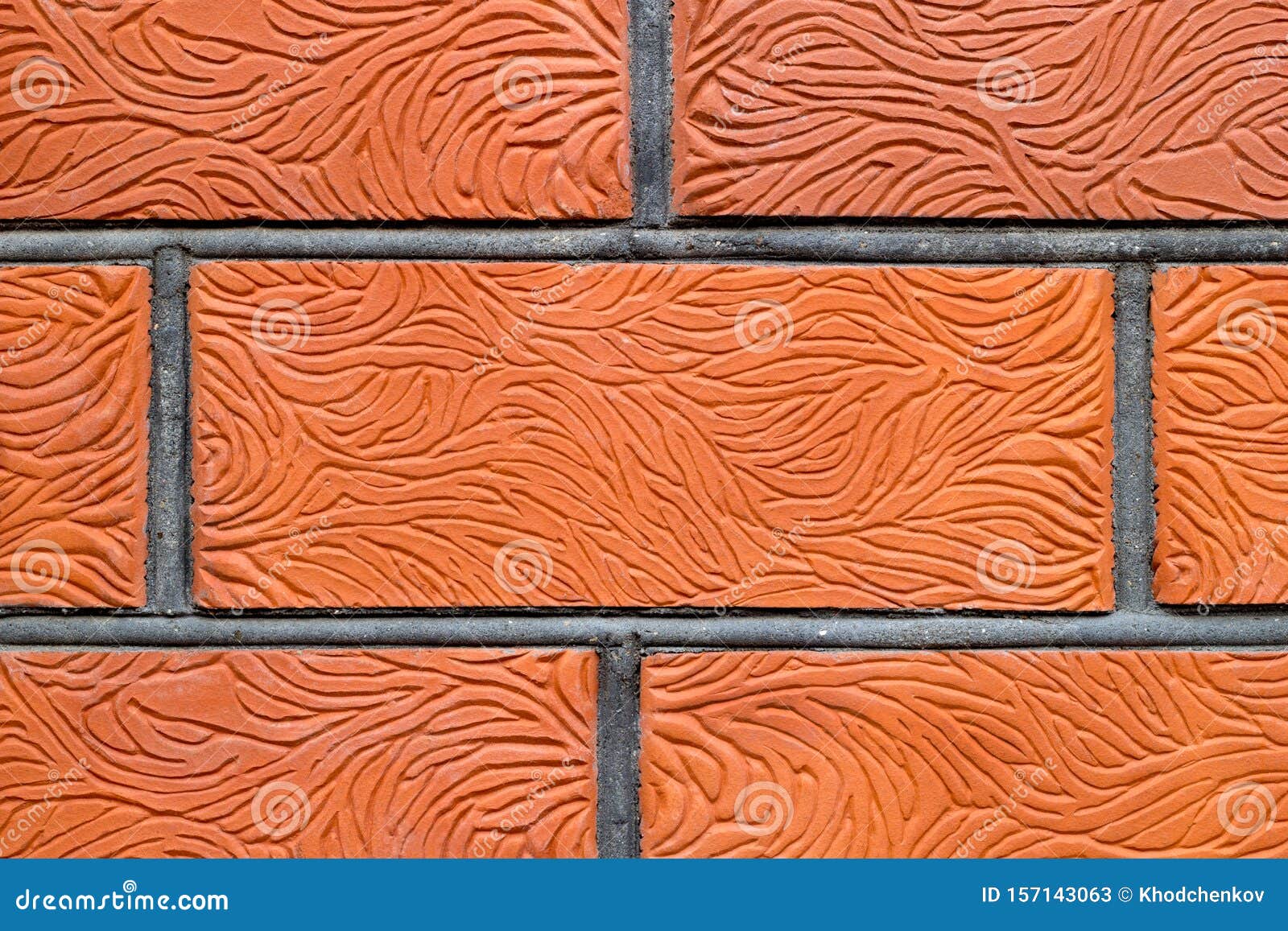 Stained Red Brick Wall Background. Copy Space in Central Part of Image ...