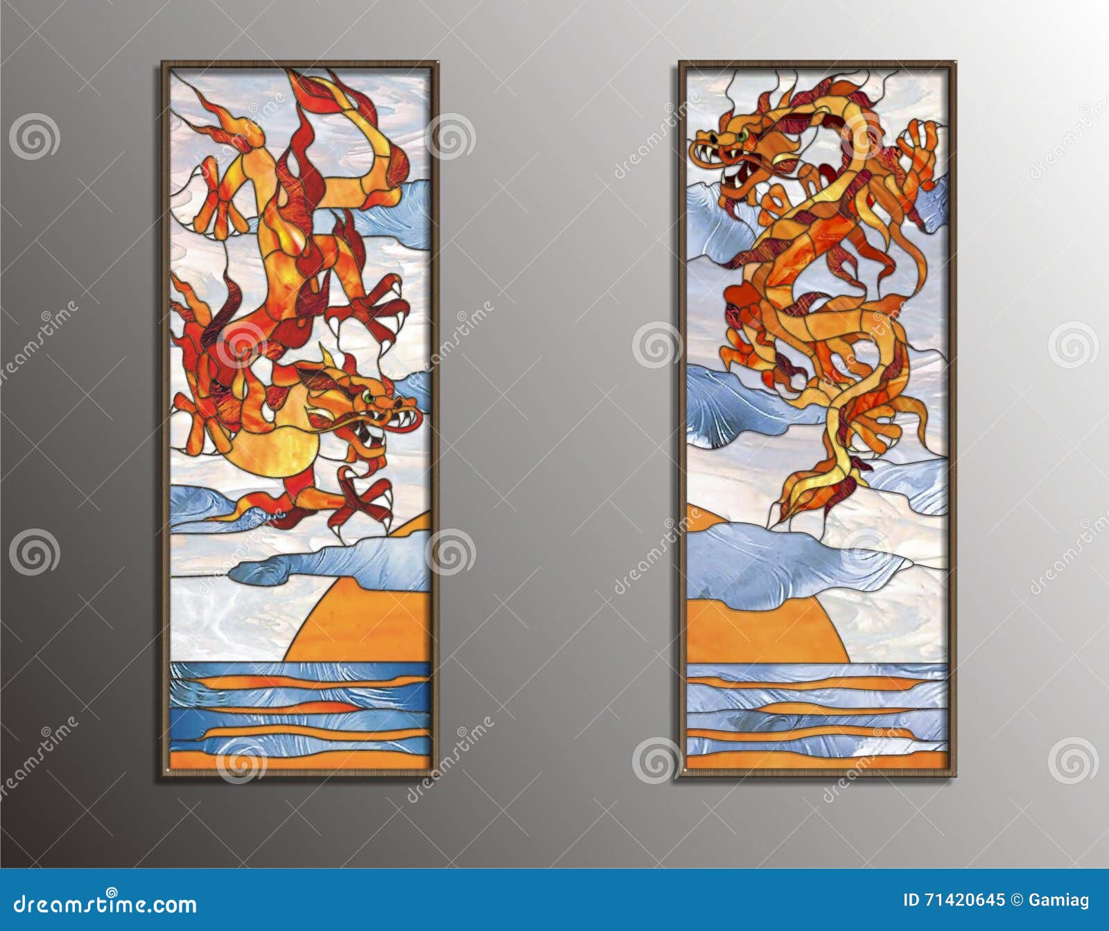 Dragon Stained Glass Vector Illustration | CartoonDealer.com #43693174