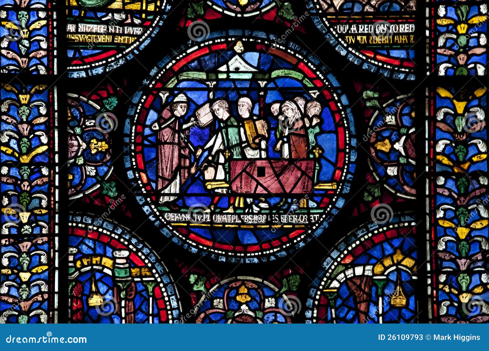 Stained Religious Glass Leadlight Stock Image - Image of scene, frame ...