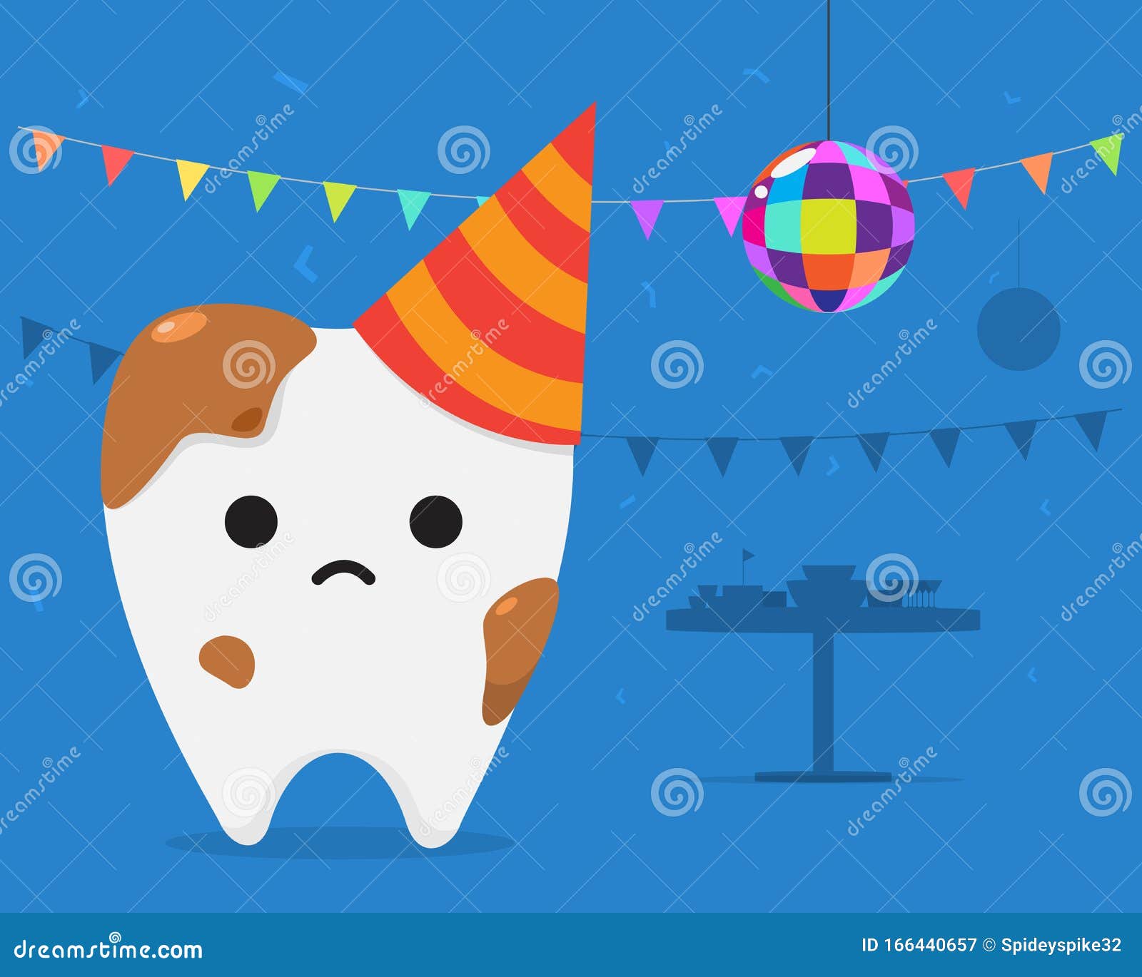 Stained Tooth on Party. Isolated Vector Illustration Stock Illustration ...