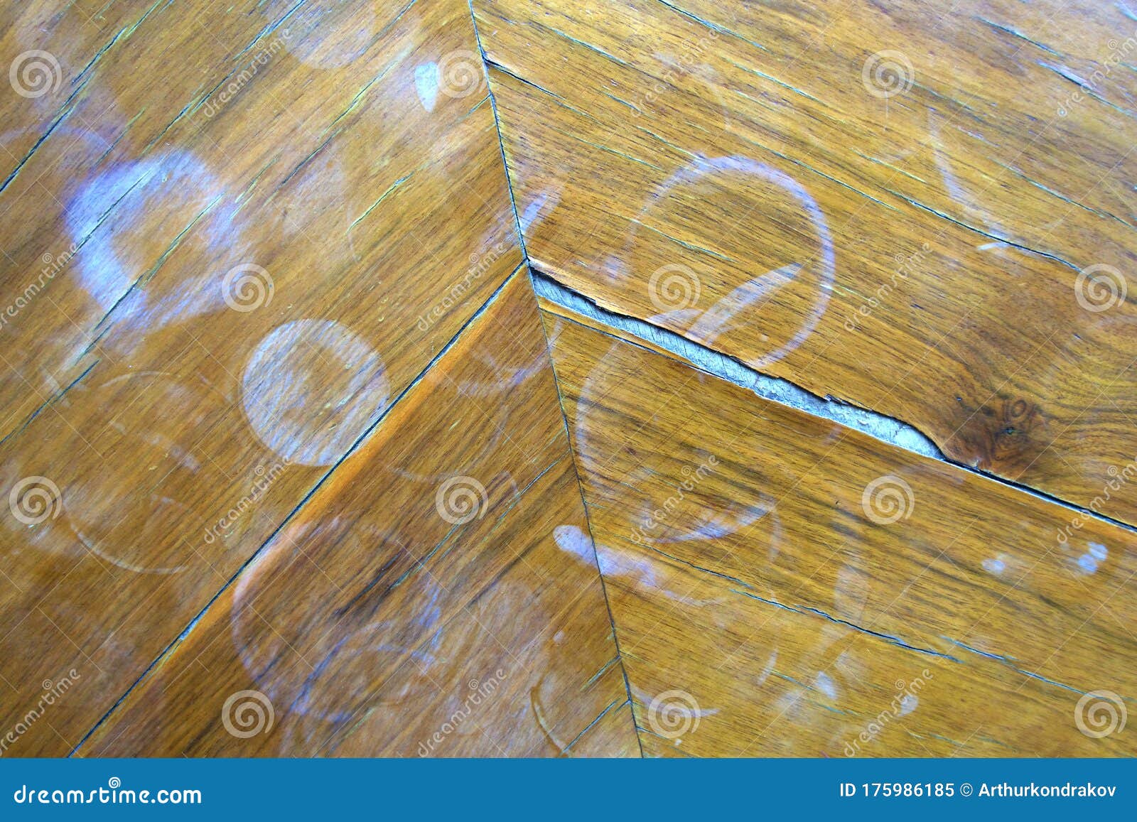 Stained Wooden Table Surface with Cracks Texture Background Stock Image ...