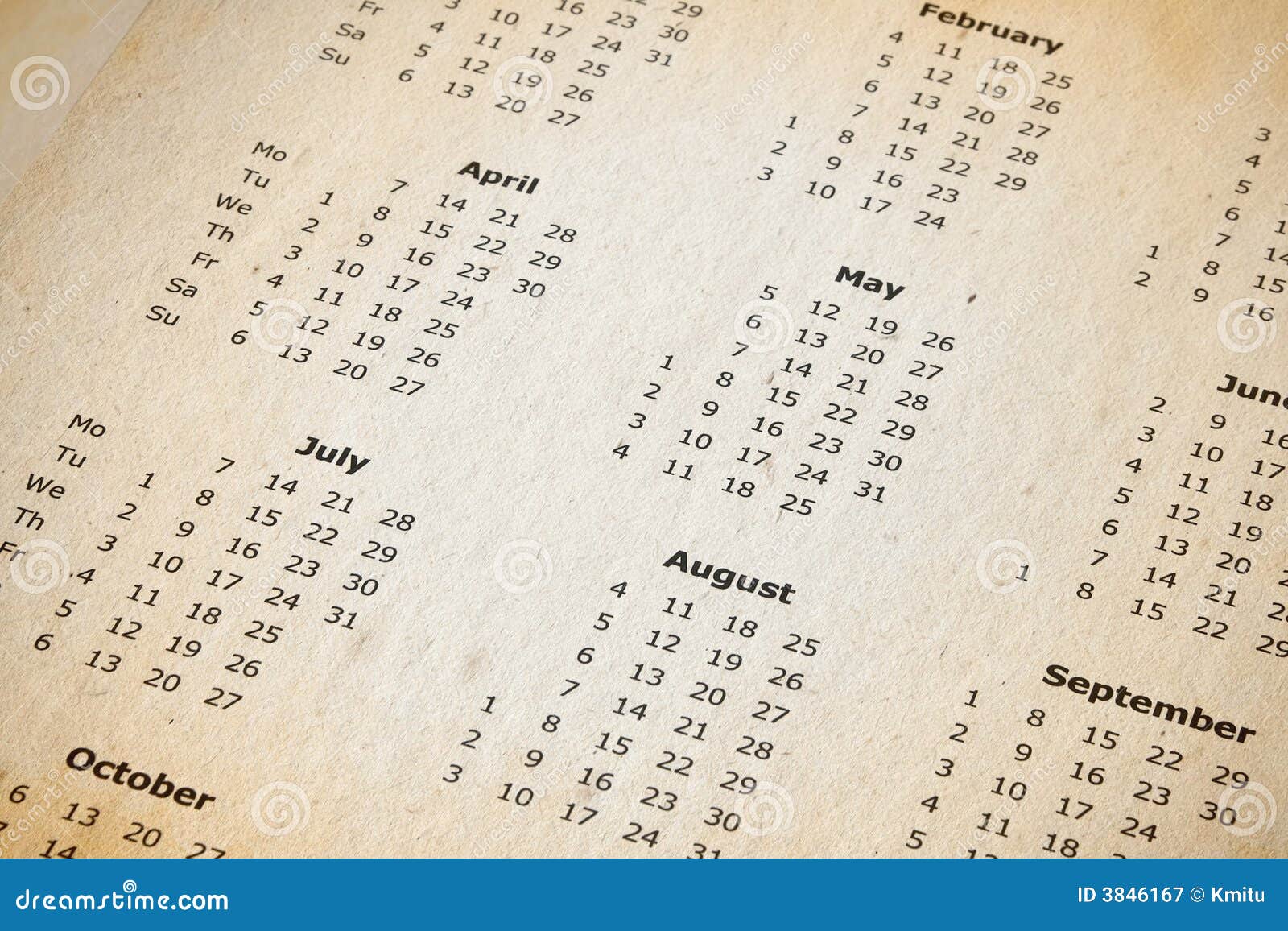Stained Yearly Calendar Page Stock Image - Image of planner, dirt: 3846167