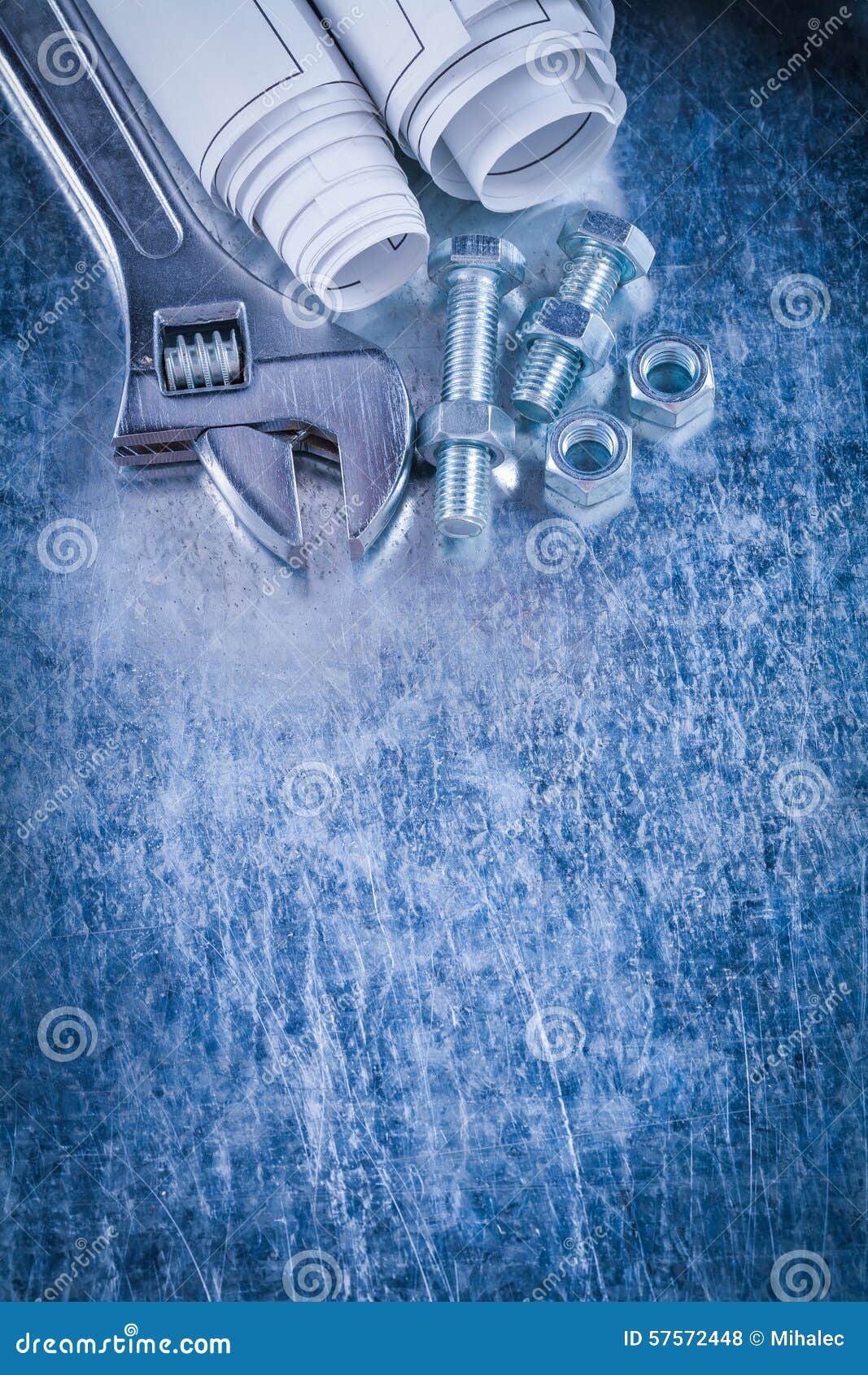 Stainless Adjustable Spanner Construction Nuts Bolts and Bluepri Stock ...