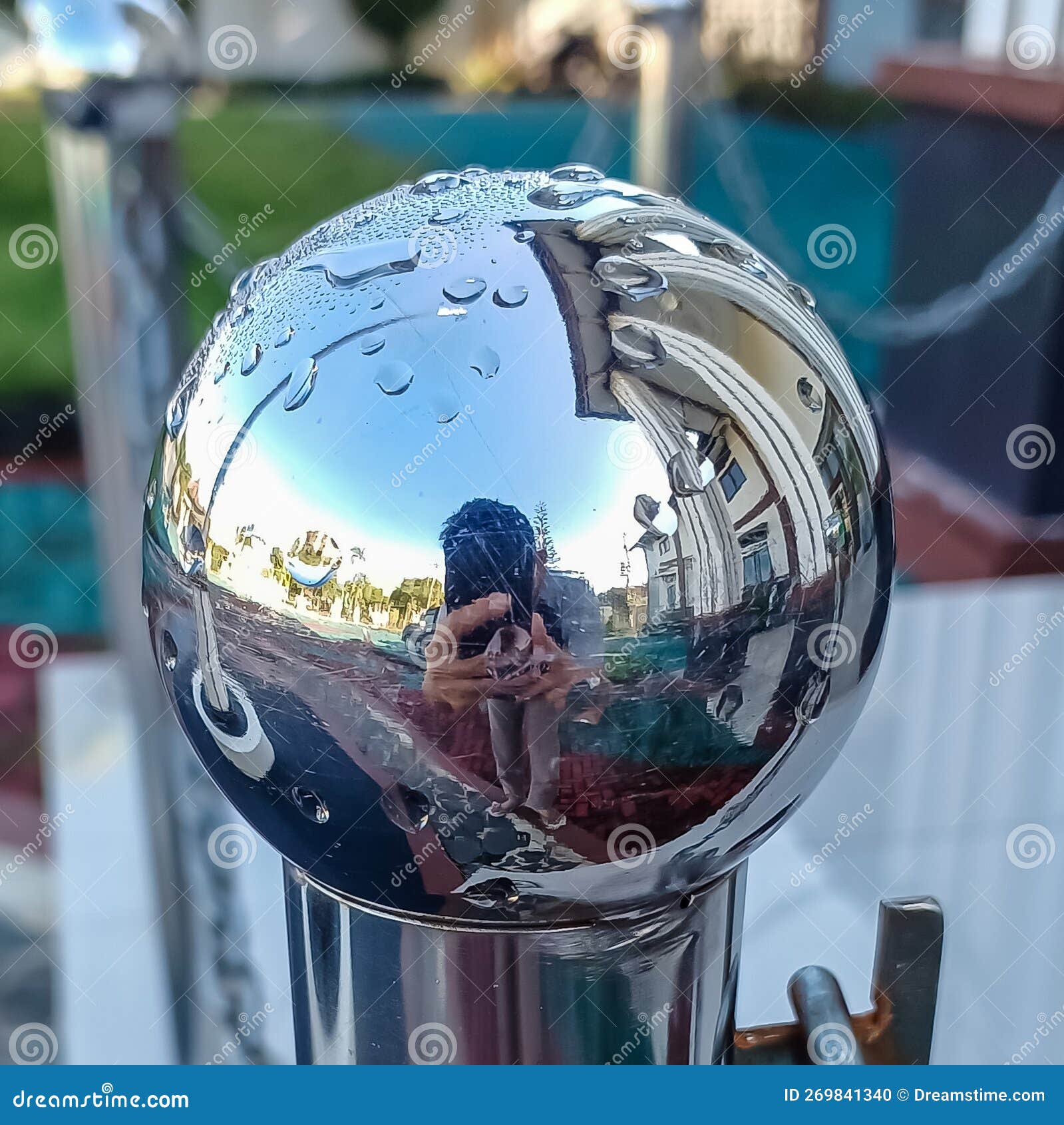 Stainless ball with dew stock photo. Image of vehicle - 269841340