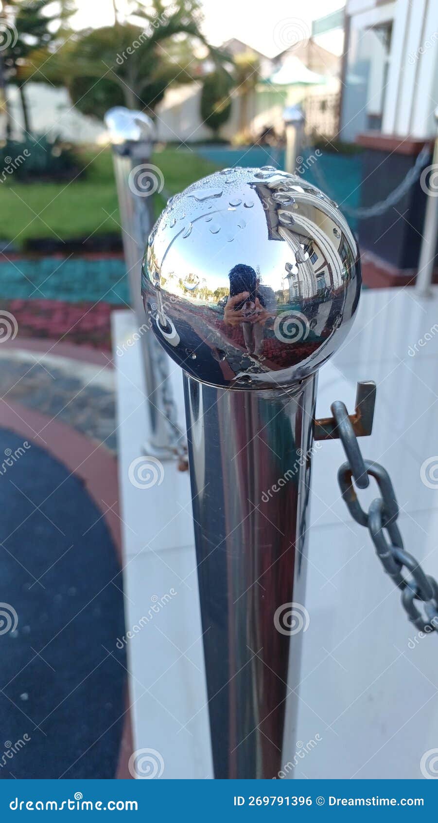 A stainless ball with pole stock photo. Image of lighting - 269791396