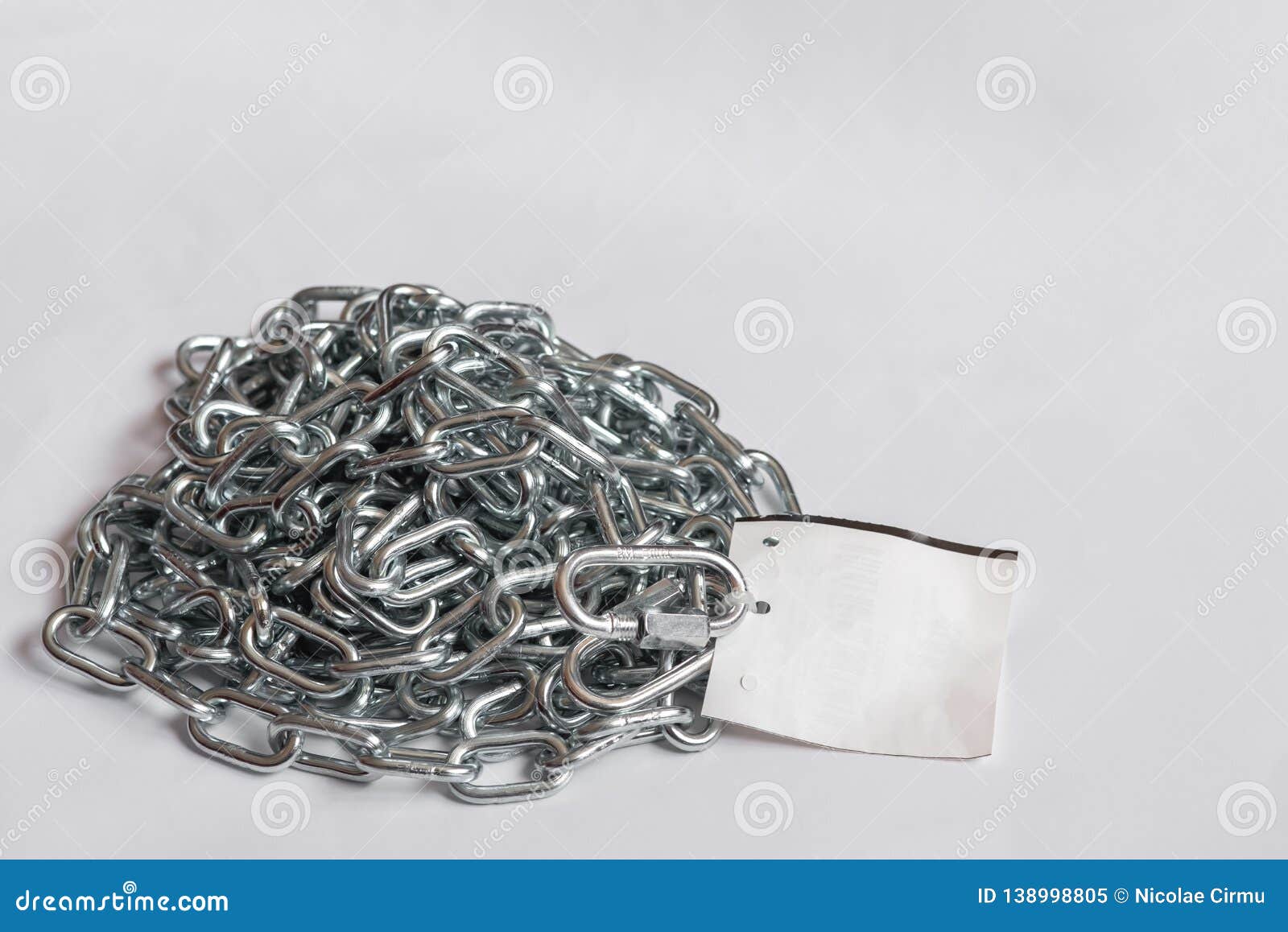 Stainless chain with label stock image. Image of transportation - 138998805