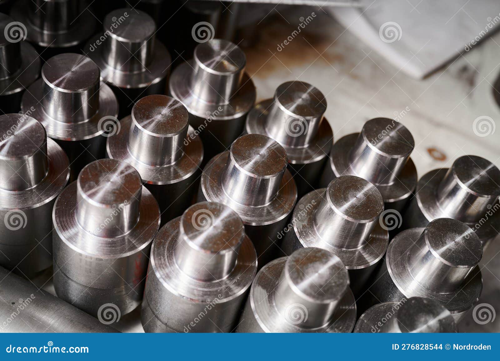 Stainless Crank Pins Rows Made with Automatic Machine Tools Stock Photo ...