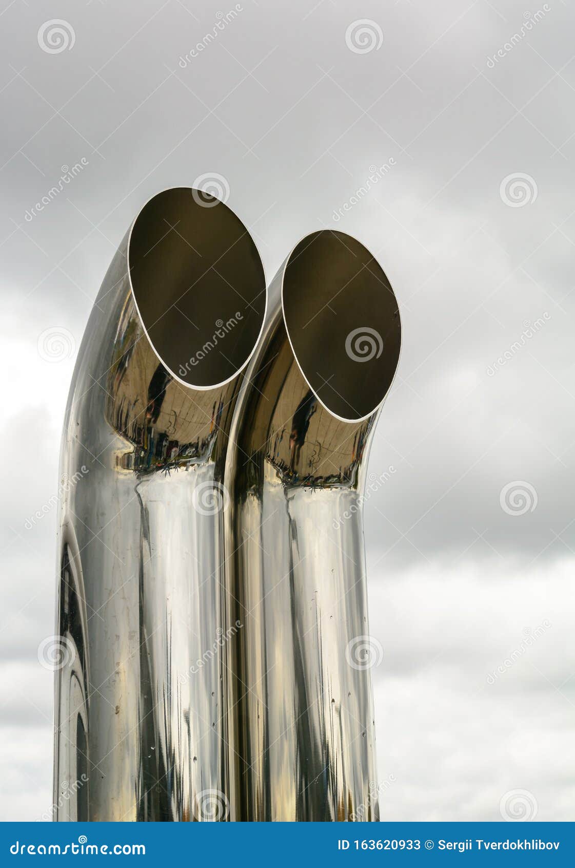 Stainless Exhaust Pipe for a Large Off-road Vehicle. Stock Image ...