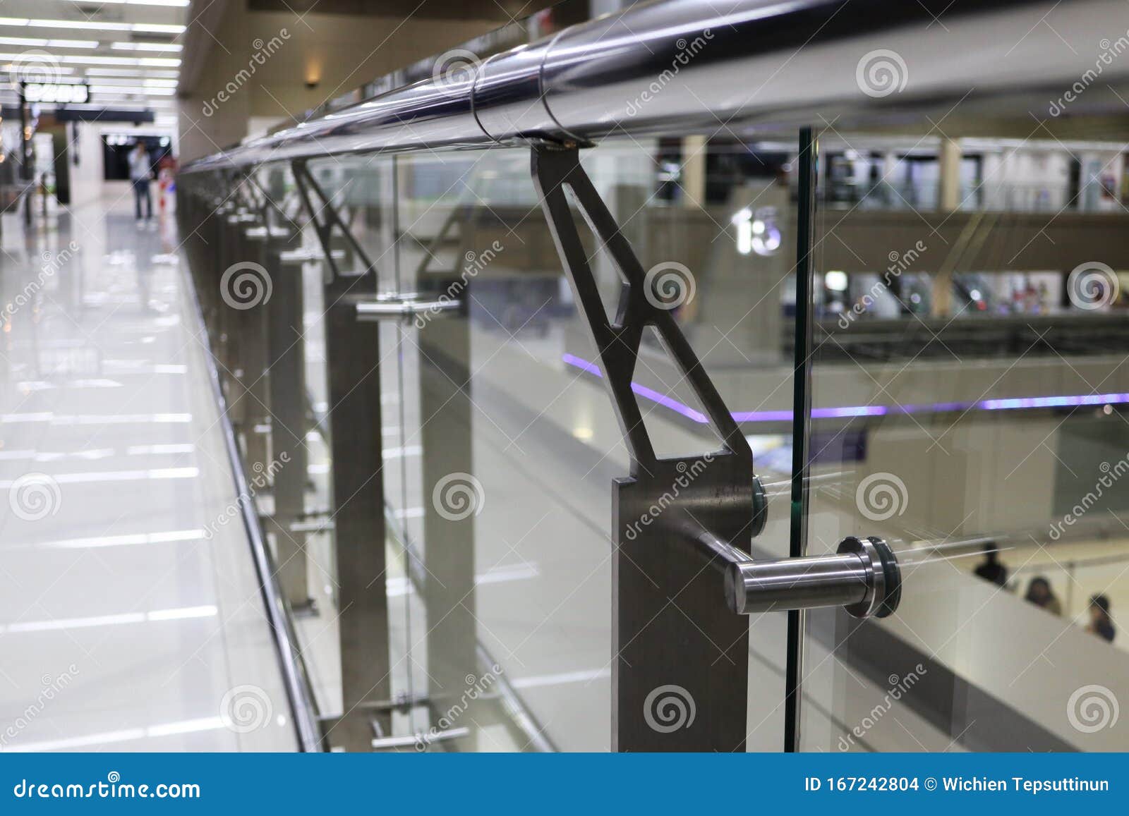 Stainless Handrail Support Fixing on Glass Stock Photo - Image of equip ...