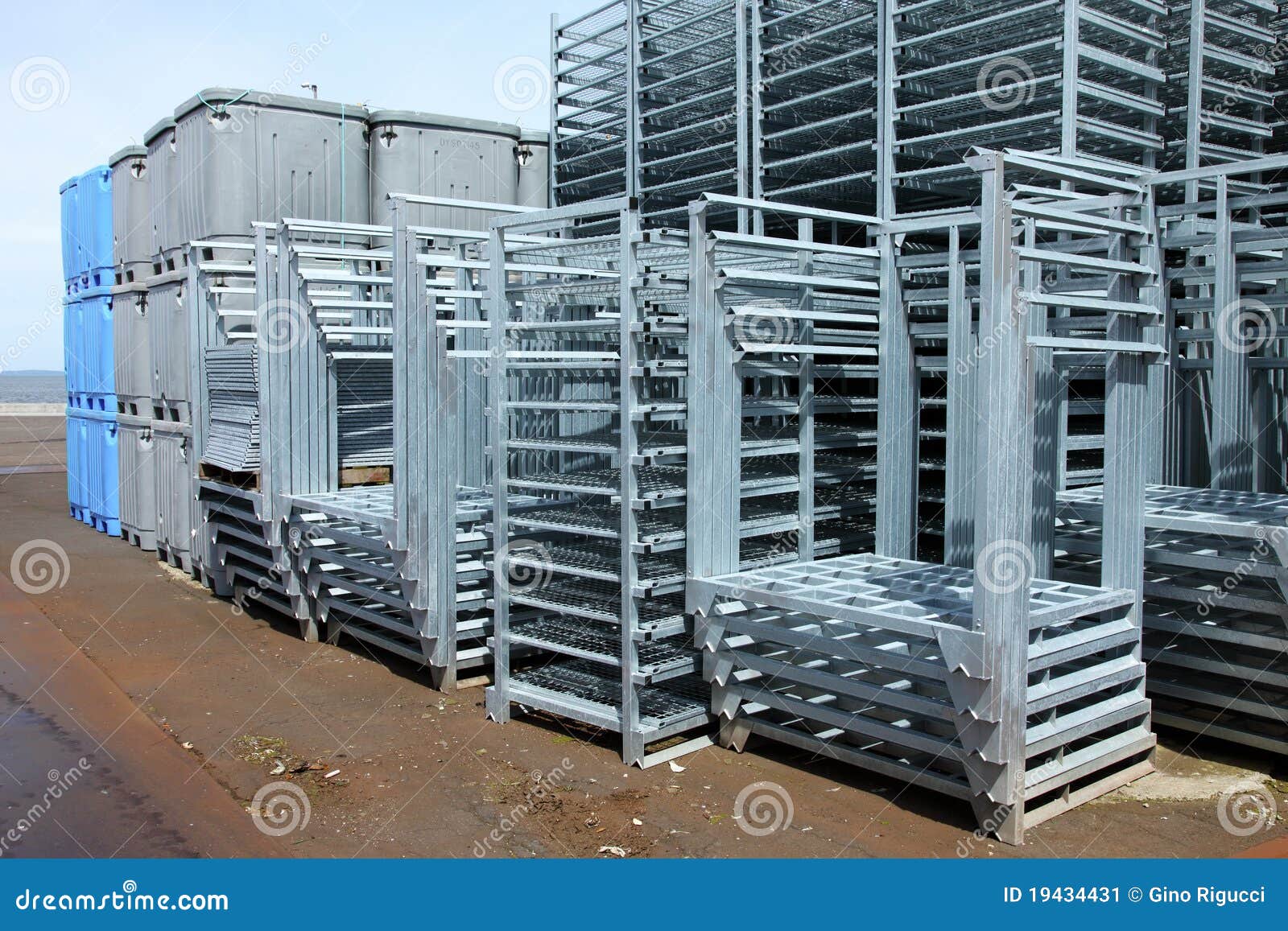 Stainless Racks & Plastic Totes. Stock Image - Image of heavy ...