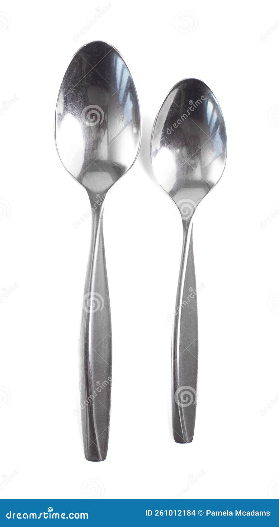 Stainless Steal Spoons a Large and Small Isolated on a White Background ...