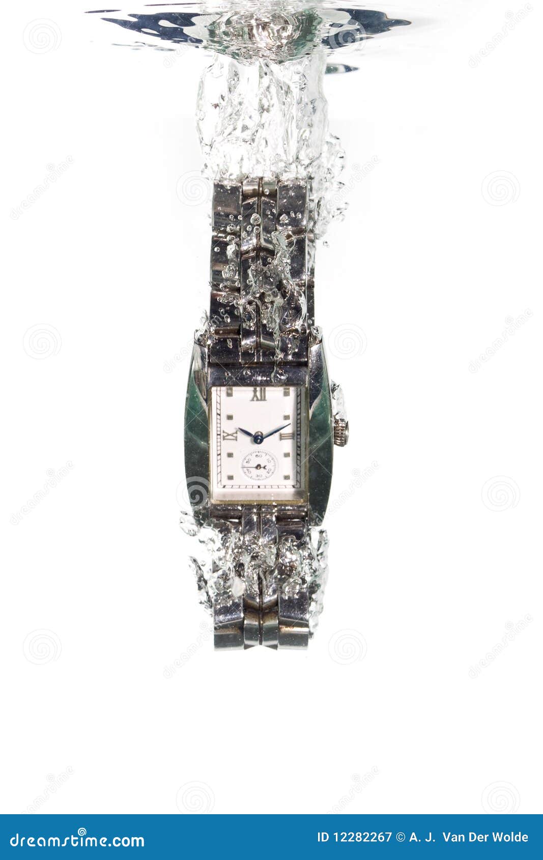 A Stainless Steel Analog Watch Falling in Water Stock Image - Image of ...