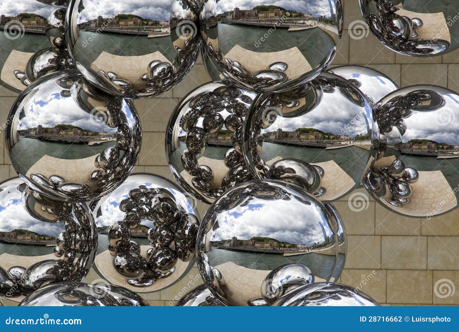 Stainless Steel Balls Cityscape Reflection Stock Photo - Image of ...
