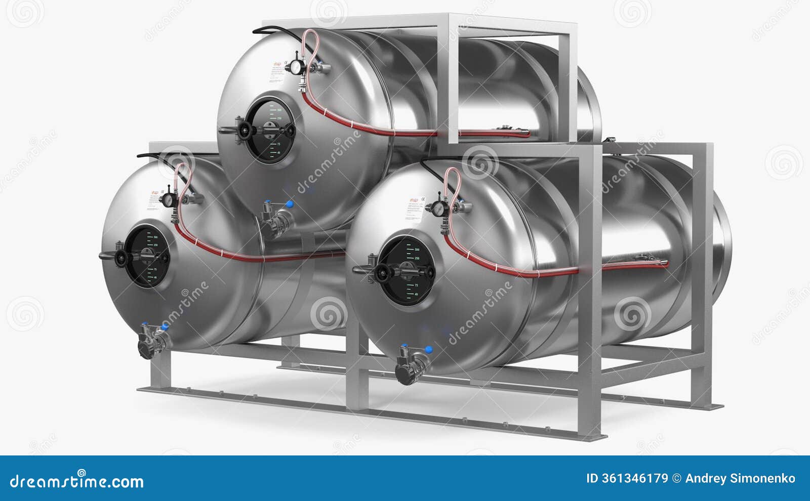 Stainless Steel Beverage Fermentation Tank Set Rack Stock Image - Image ...