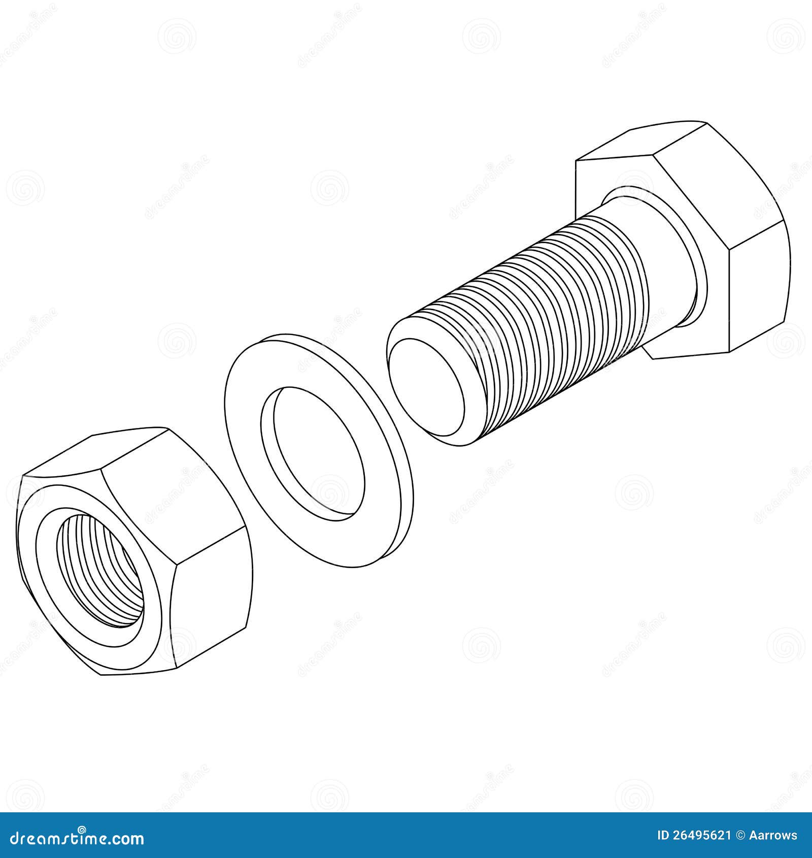 Stainless Steel Bolt and Nut. Stock Vector - Illustration of ...