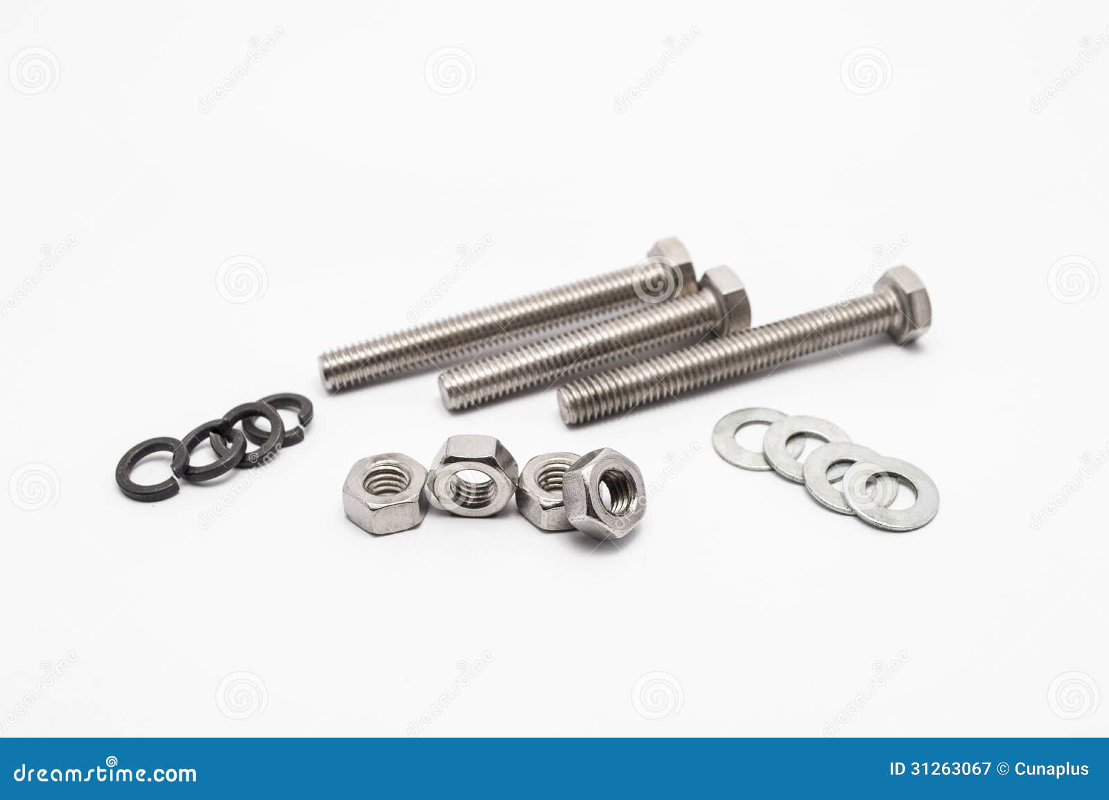 Stainless Steel Bolt; Nut; and Washer Stock Image - Image of alloy ...