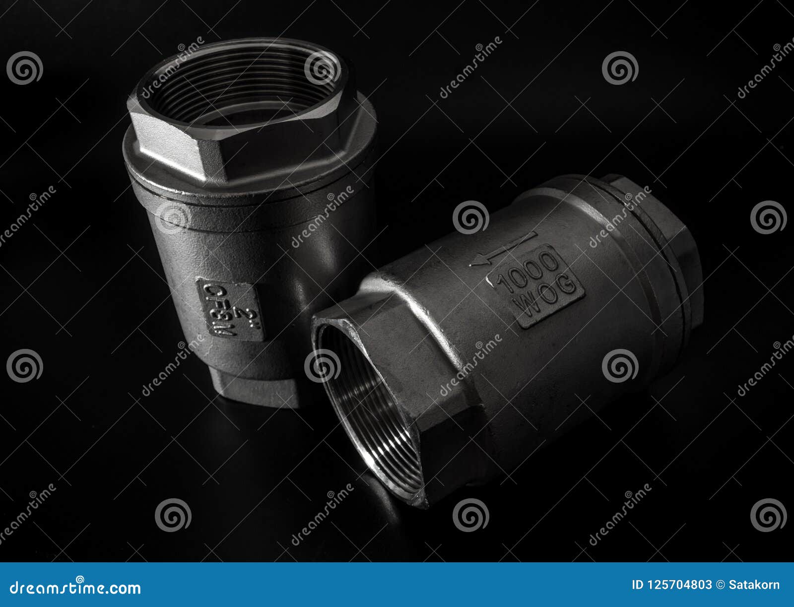 Stainless Check Valve on Black Background Editorial Stock Photo - Image ...