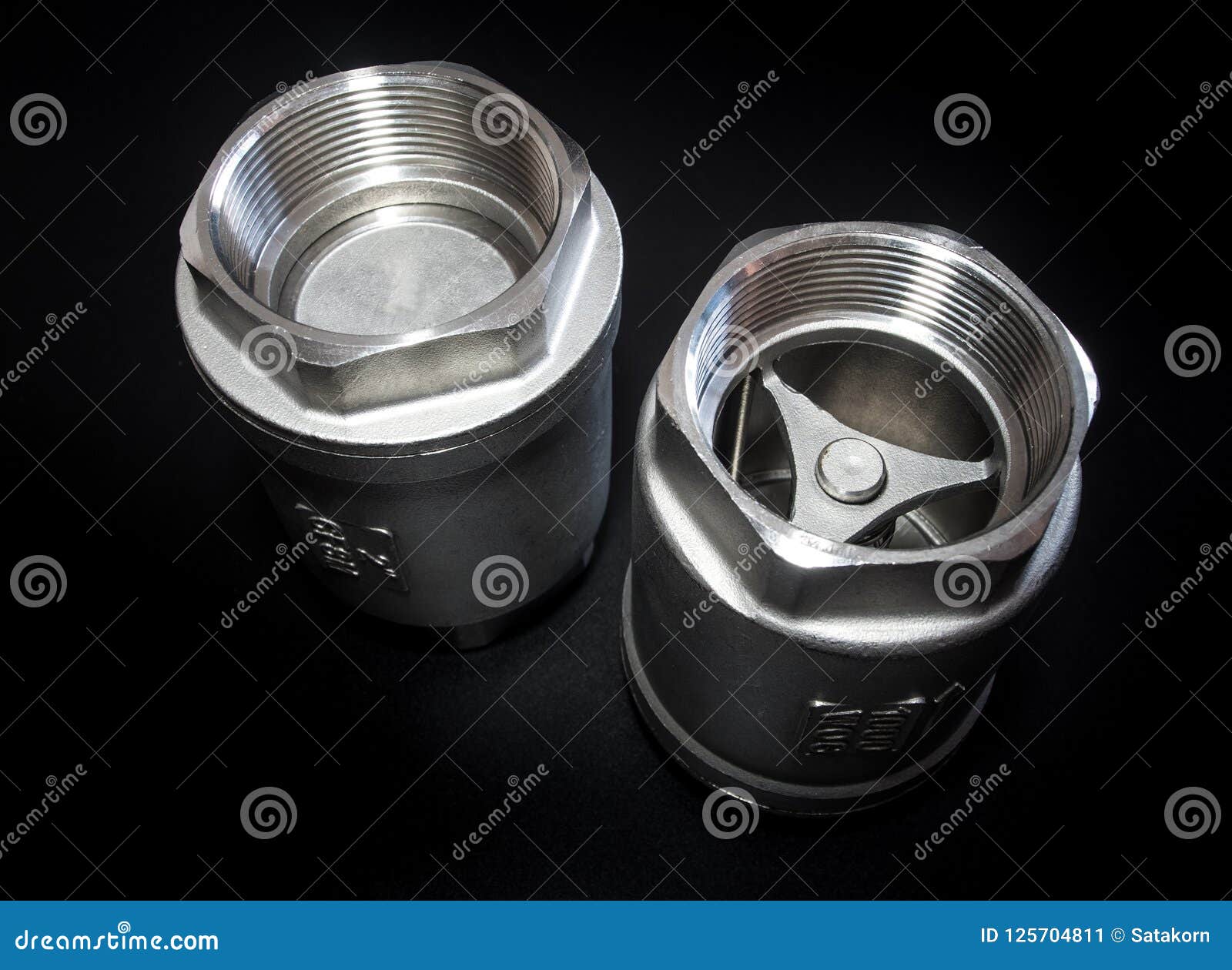 Stainless Check Valve on Black Background Stock Image - Image of valve ...