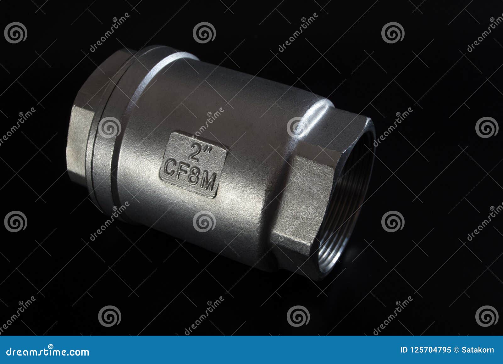 Stainless Steel Check Valve on Black Background Stock Image - Image of ...