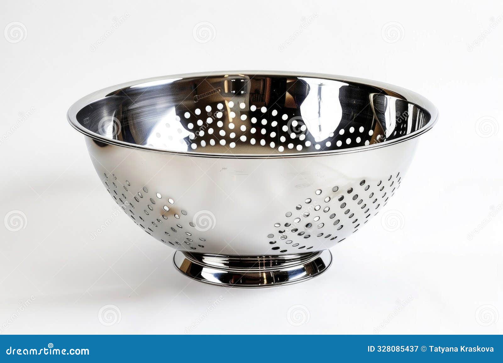Stainless Steel Colander on a White Background Stock Image - Image of ...