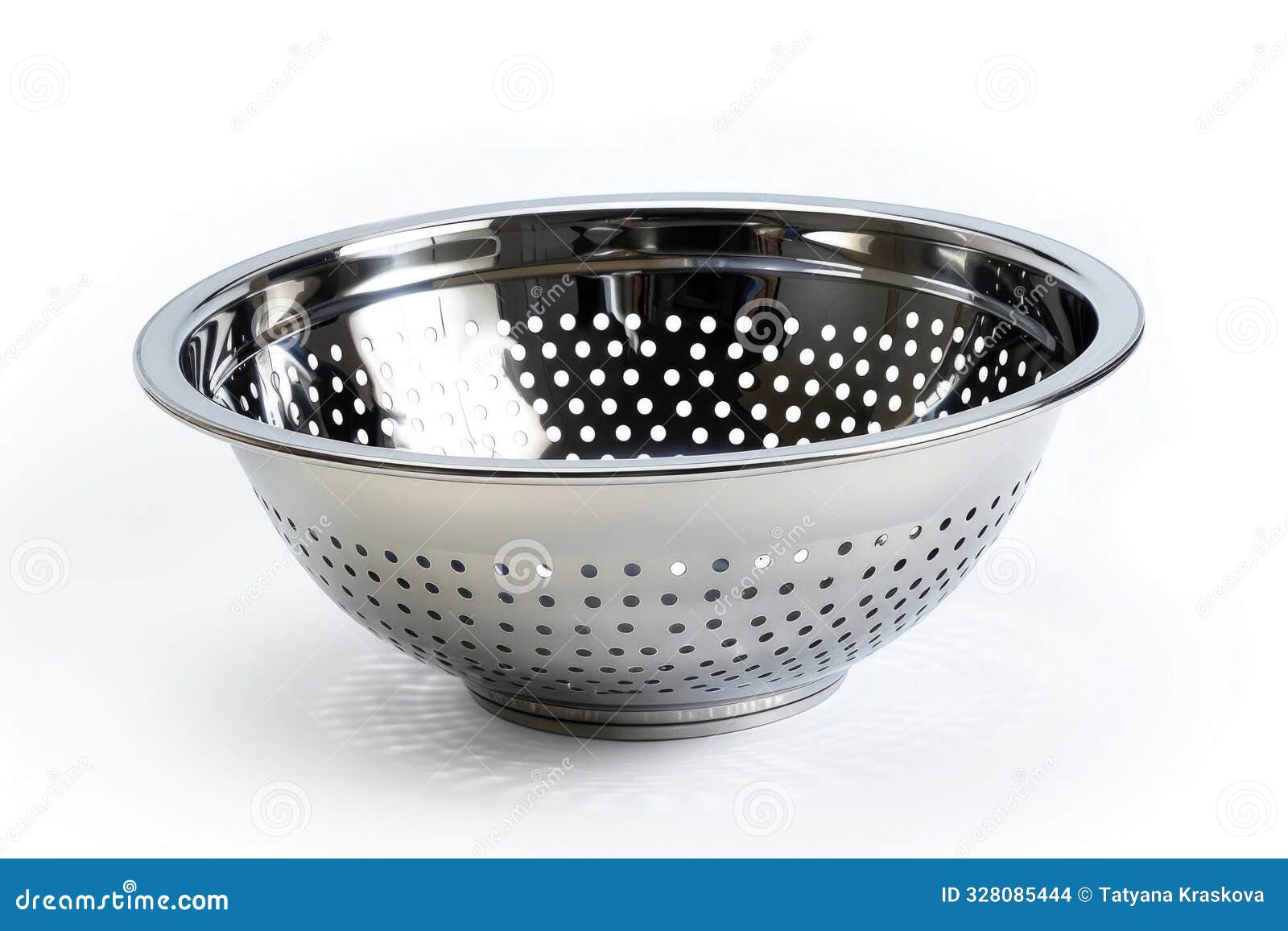Stainless Steel Colander on a White Background Stock Photo - Image of ...
