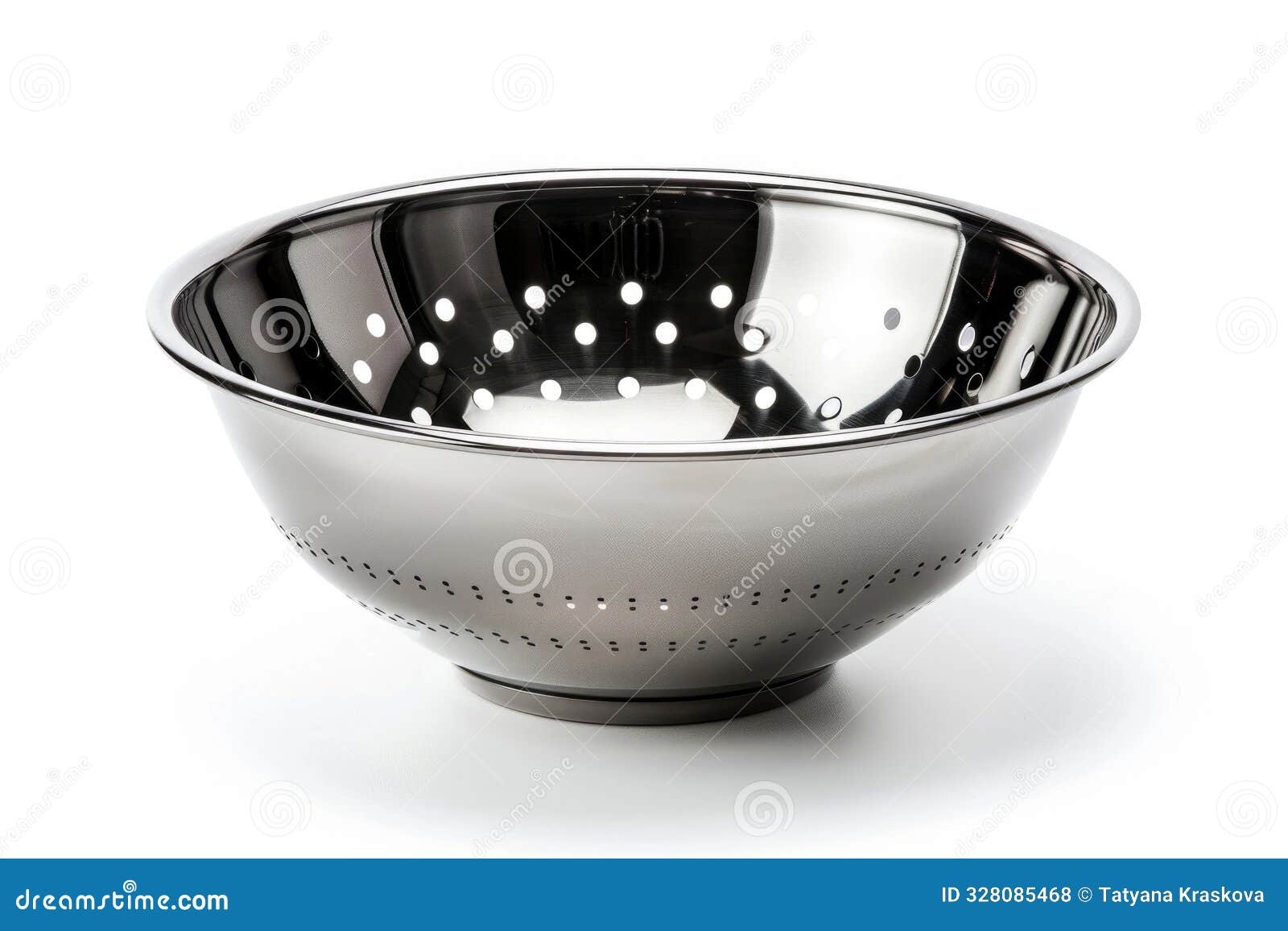 Stainless Steel Colander on a White Background Stock Photo - Image of ...