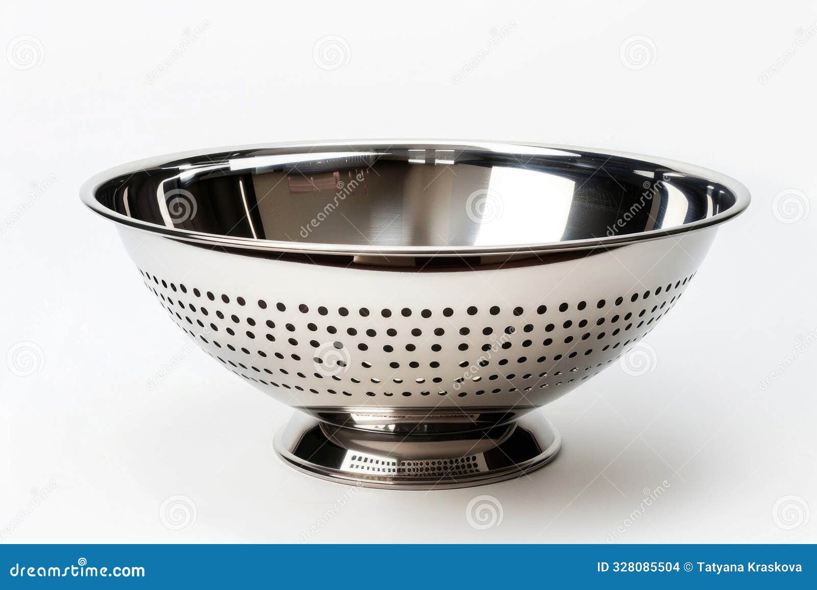 Stainless Steel Colander on a White Background Stock Photo - Image of ...