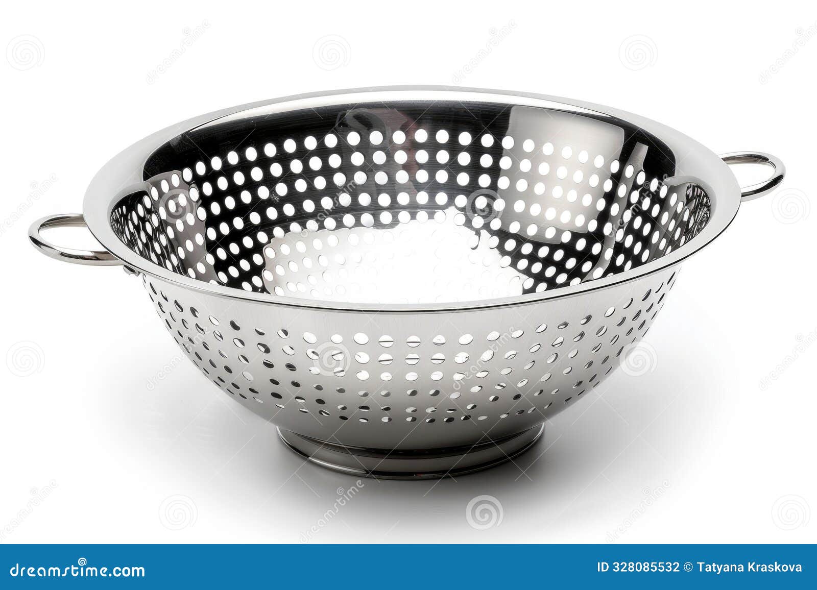 Stainless Steel Colander on a White Background Stock Photo - Image of ...