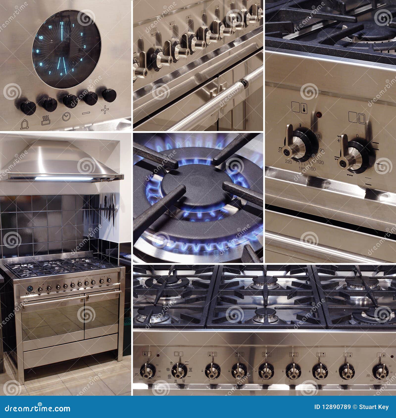 Stainless Steel Cooker Kitchen Collage Stock Image - Image of interior ...