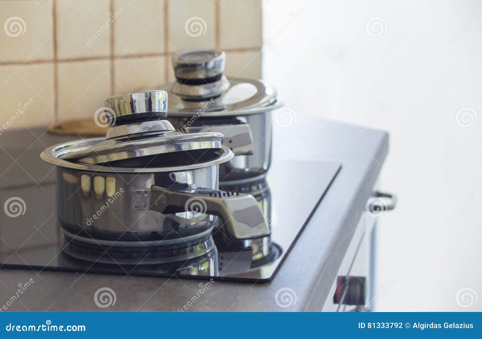 Stainless Steel Cooking Pot on a Stove Stock Photo - Image of ...