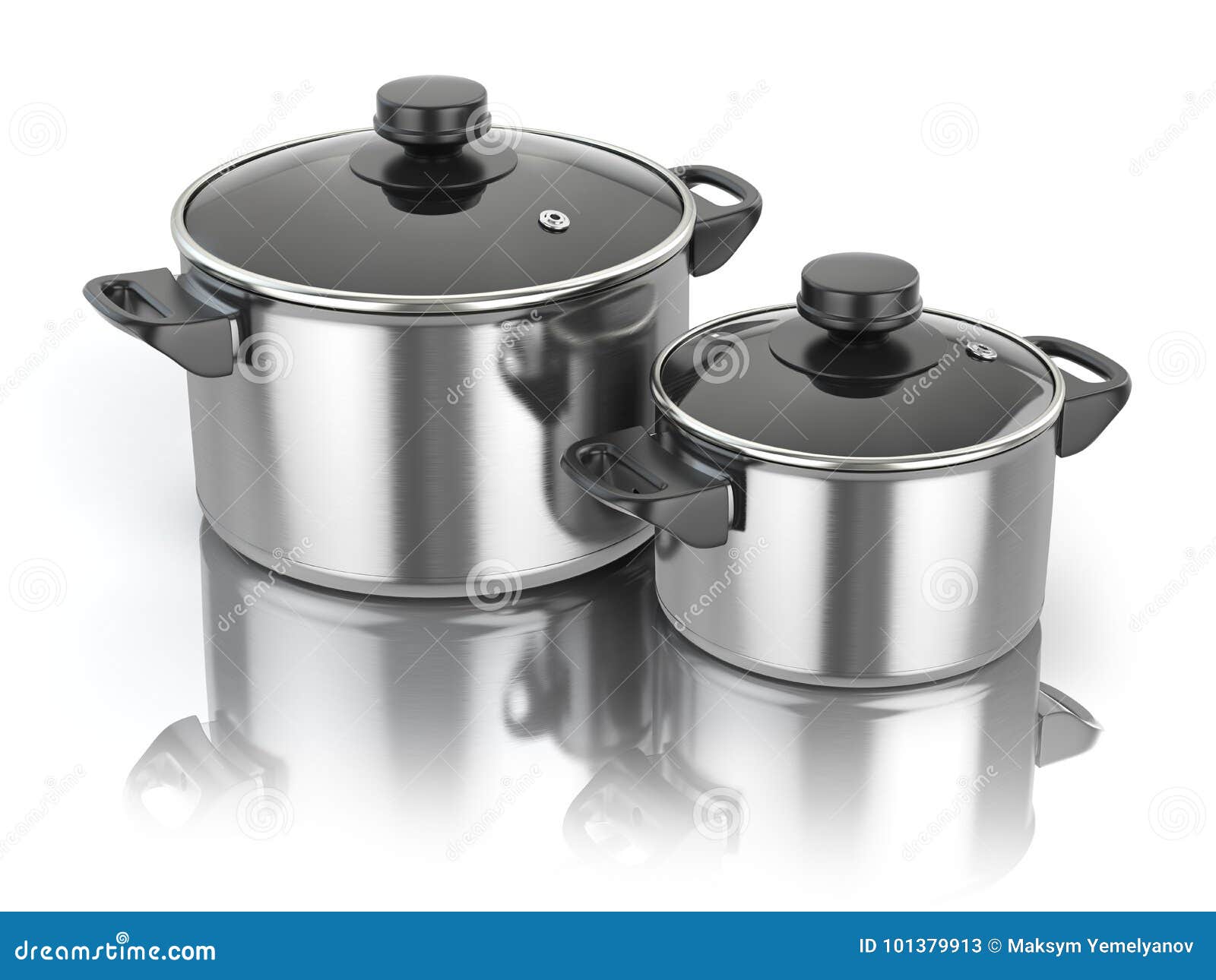 Stainless Steel Cooking Pot on White Background. Stock Illustration ...