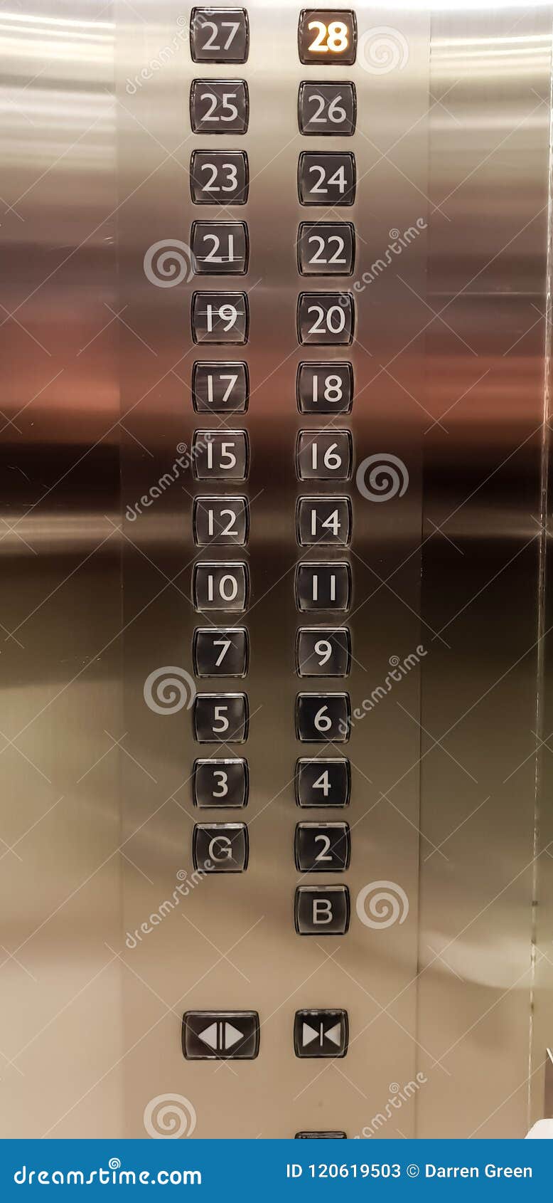 Stainless Steel Push Buttons with Numbers in an Elevator Stock Image ...