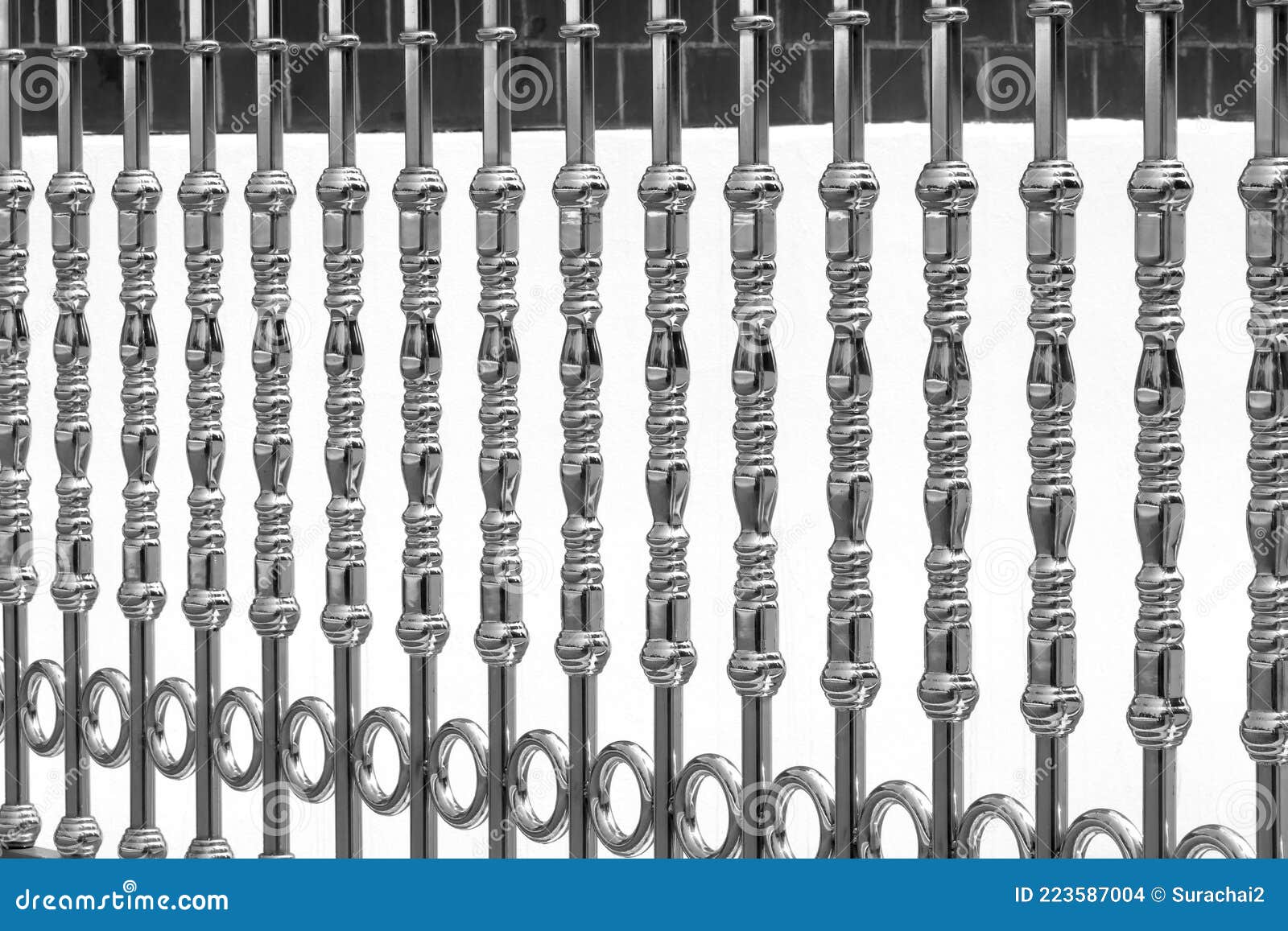 Stainless Steel Fence Background, Chrome Fence Gate Stock Photo - Image ...