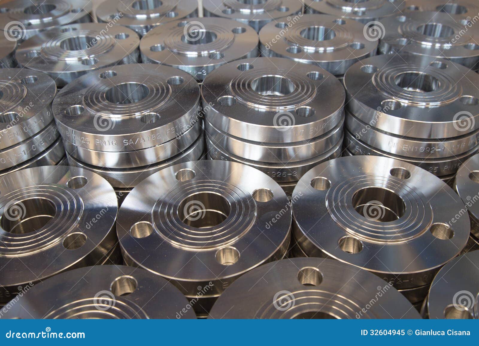 Stainless steel flanges stock image. Image of structure - 32604945
