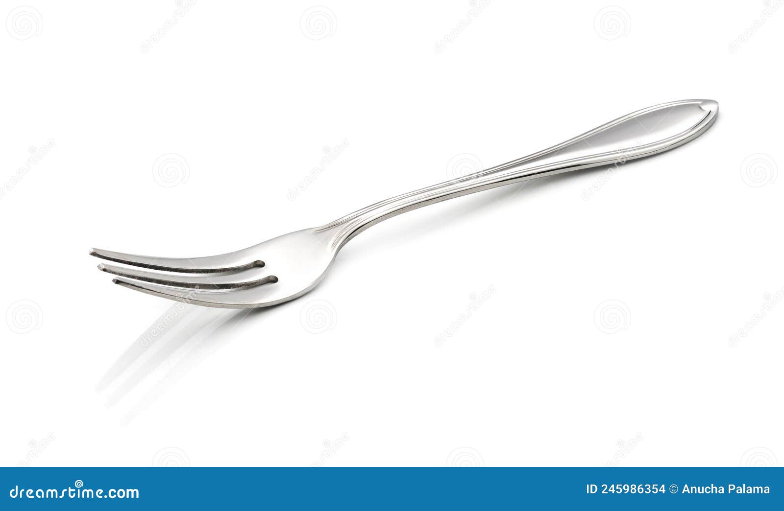 Stainless Steel Fruit Fork Side Views Isolated on White Background ...