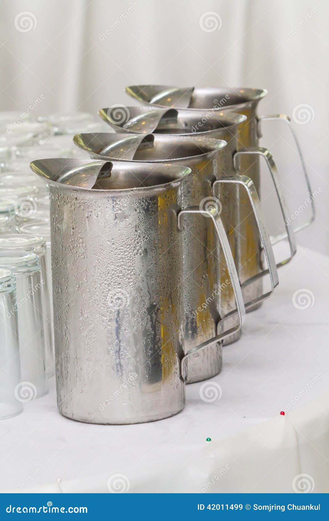 Stainless Steel Jug of Cold Water. Stock Image - Image of restaurant ...