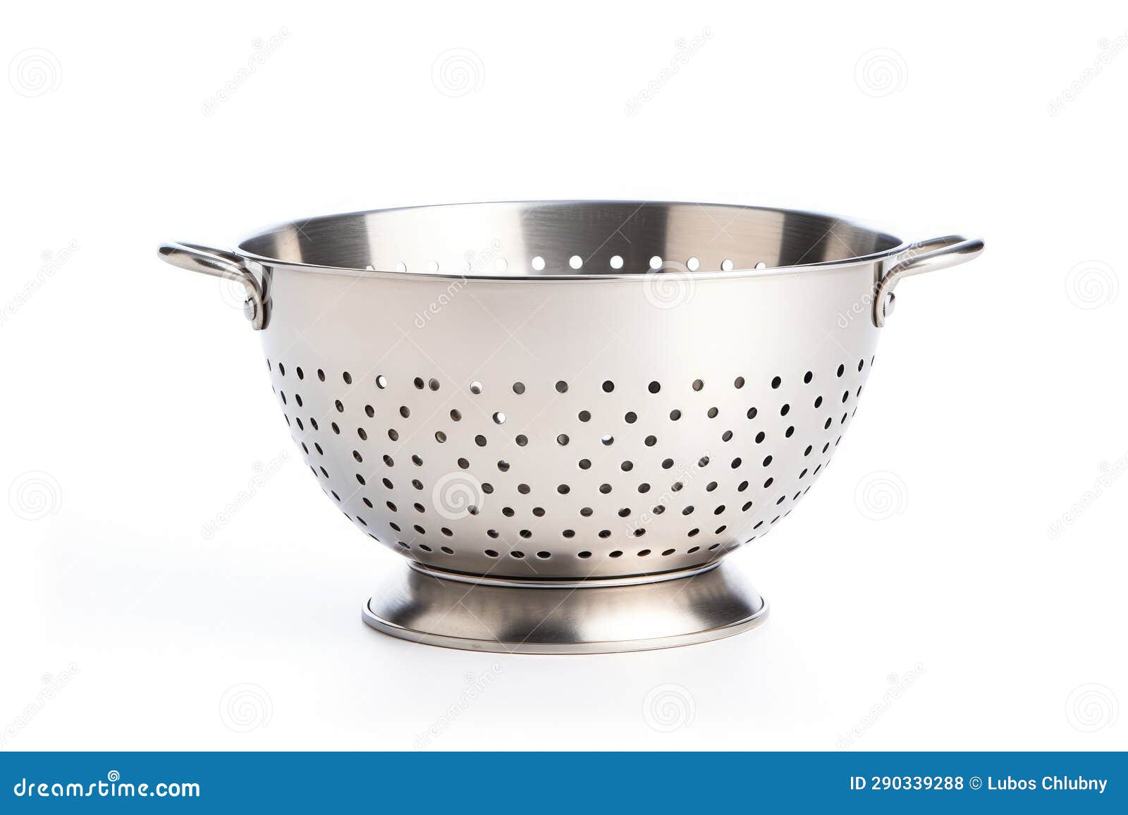 Stainless Steel Kitchen Colander on a White Background Stock ...