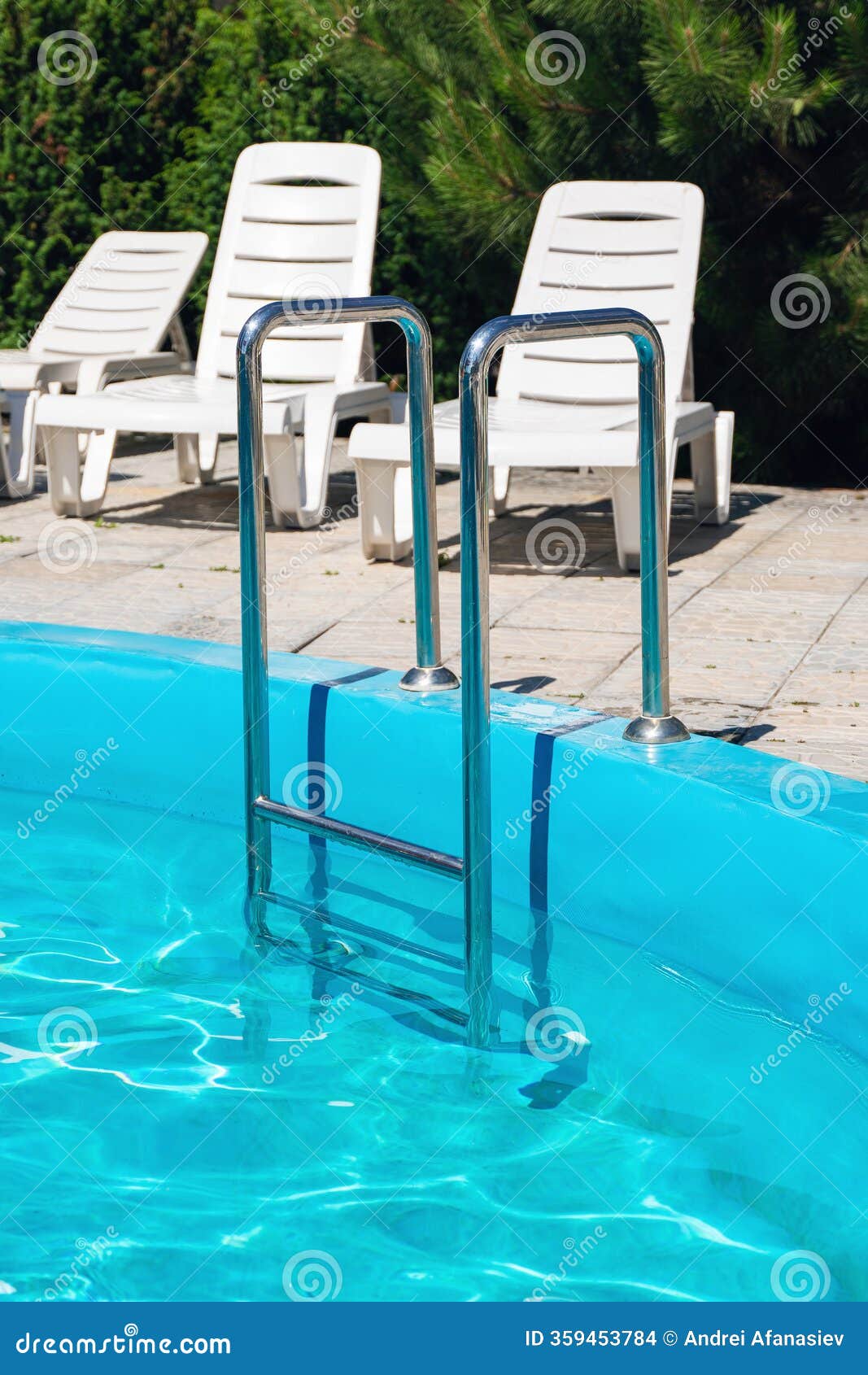 Stainless Steel Ladder in a Water Pool Stock Photo - Image of ladder ...