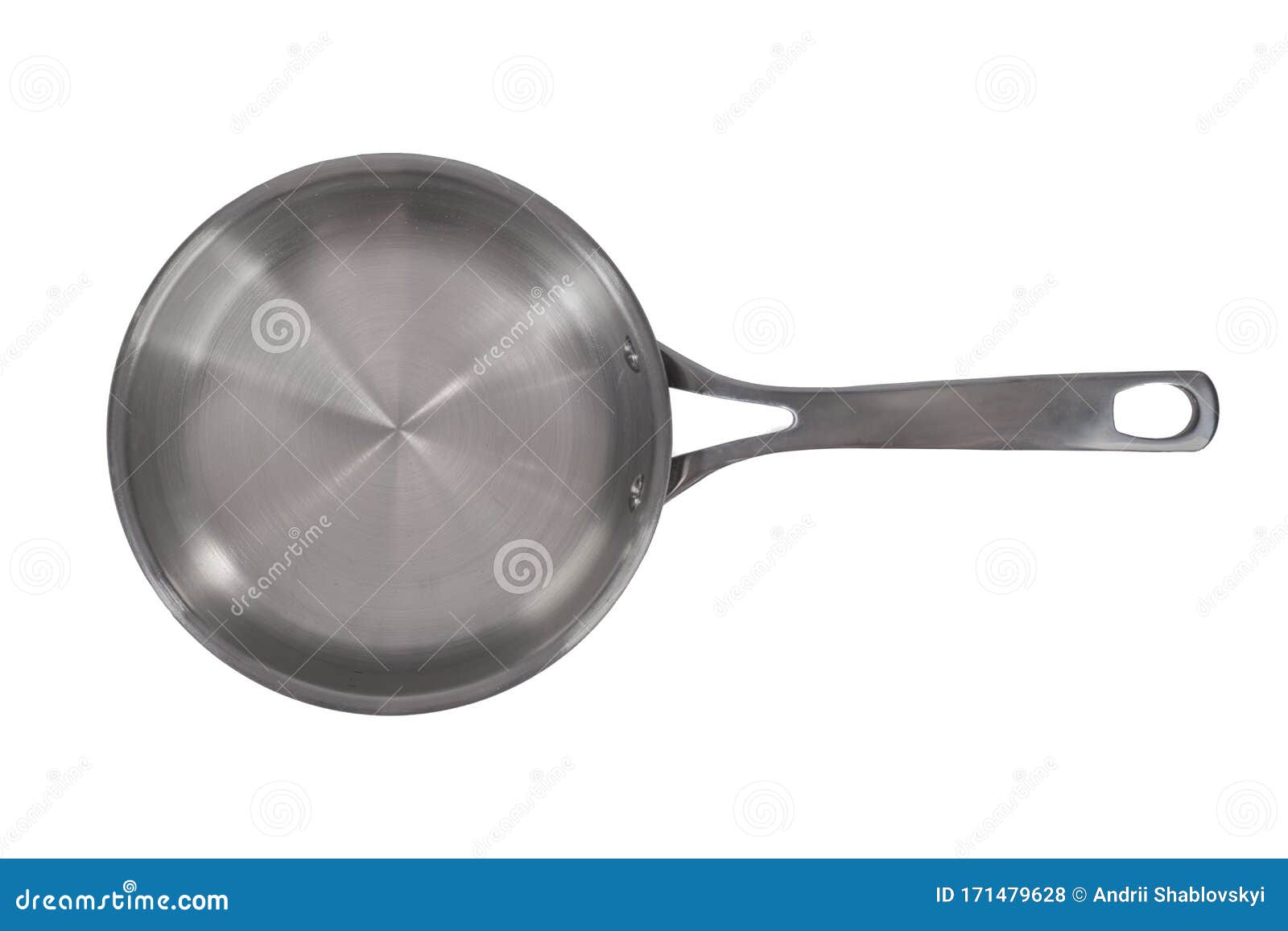 Stainless Steel Pan on a White Background. Top View Stock Photo - Image ...