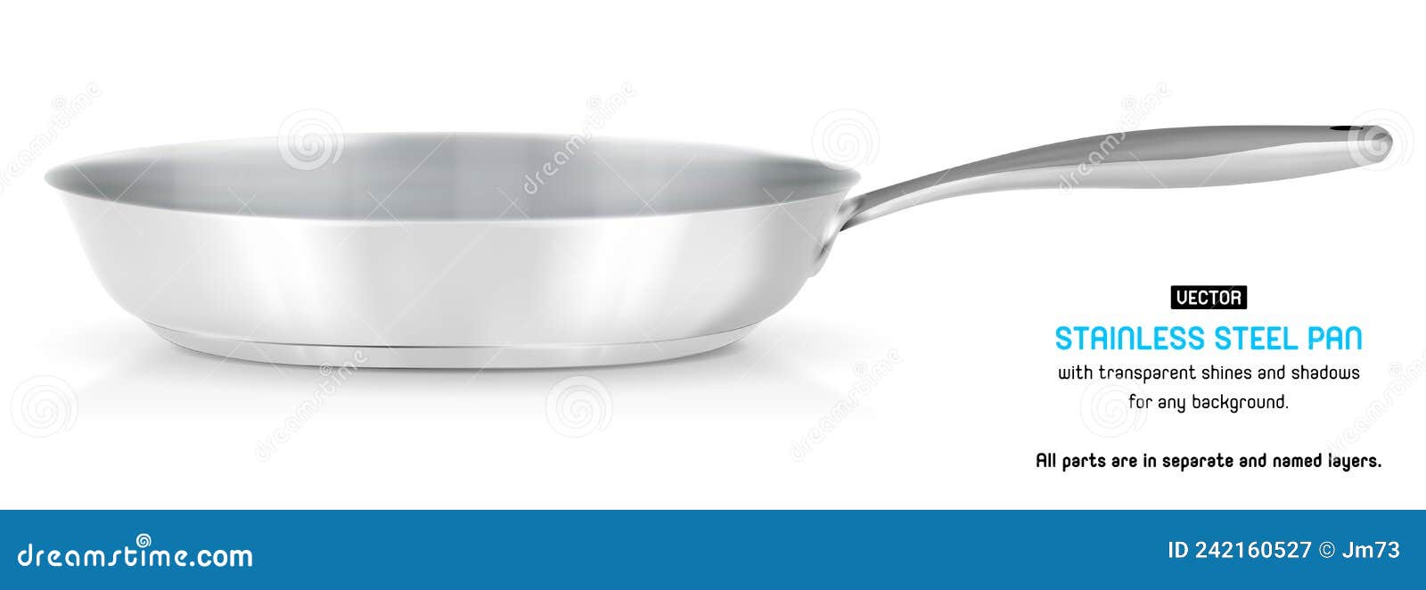 Stainless Steel Pan on White Background Stock Vector - Illustration of ...